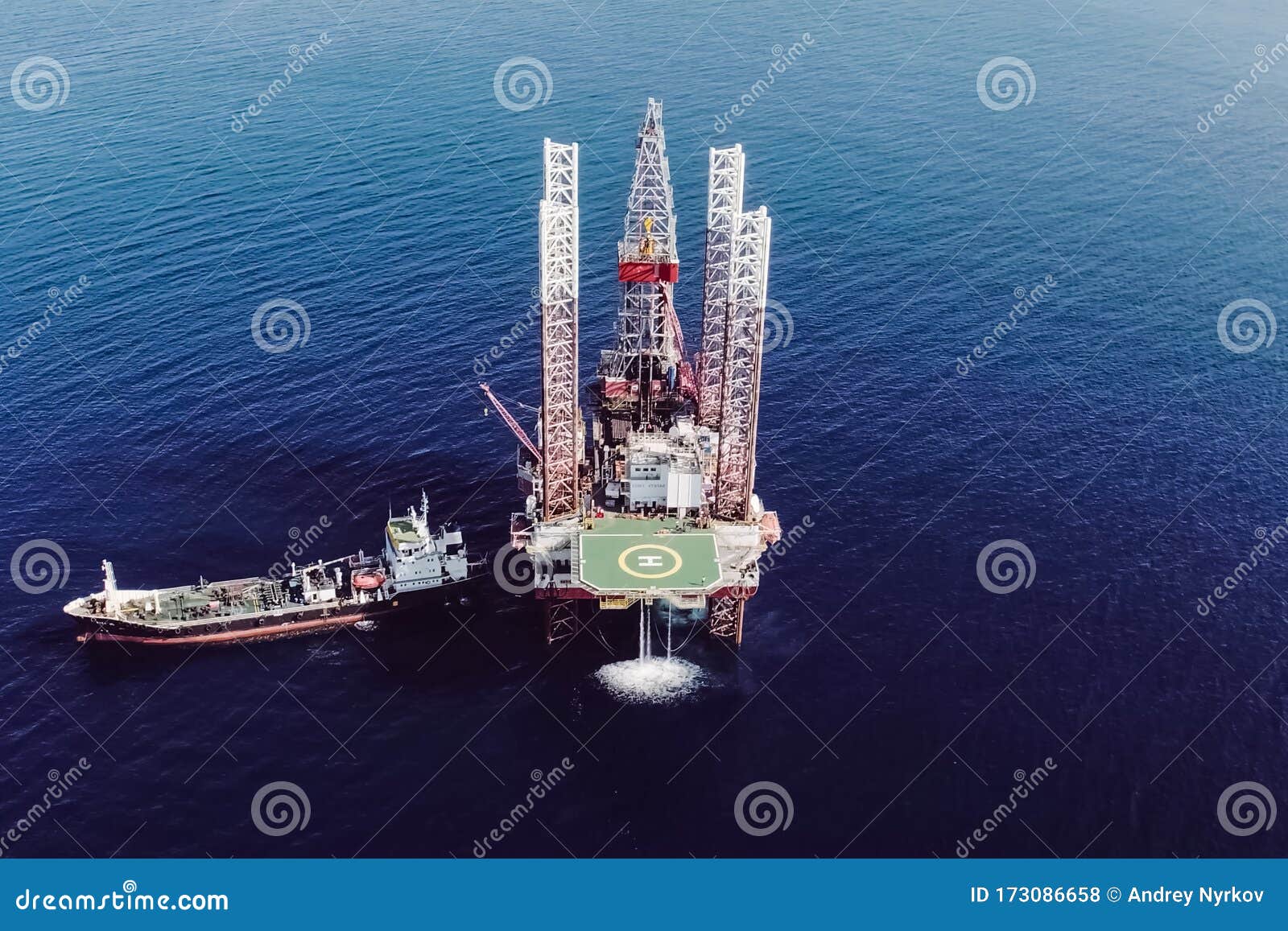 Towing of the Oil Platform. Drilling Platform in the Port Stock Photo ...