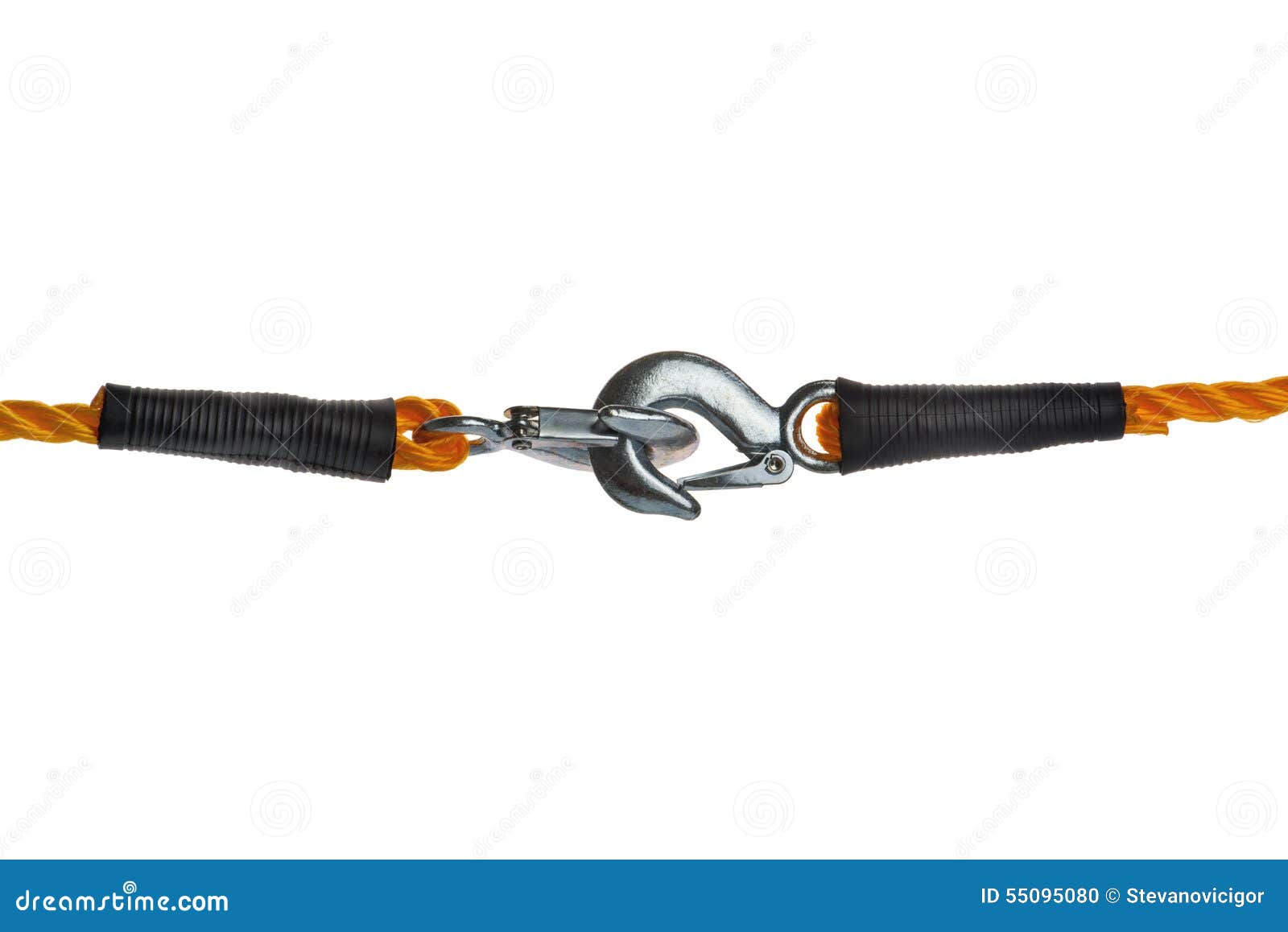 Towing Ropes with Hooks Connected on White Background Stock Photo ...