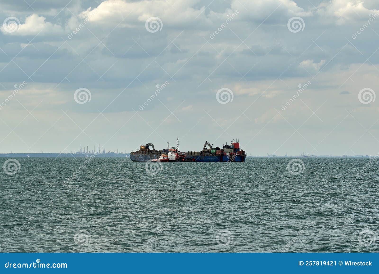 Towing Ship On Waterway Editorial Image | CartoonDealer.com #58698004