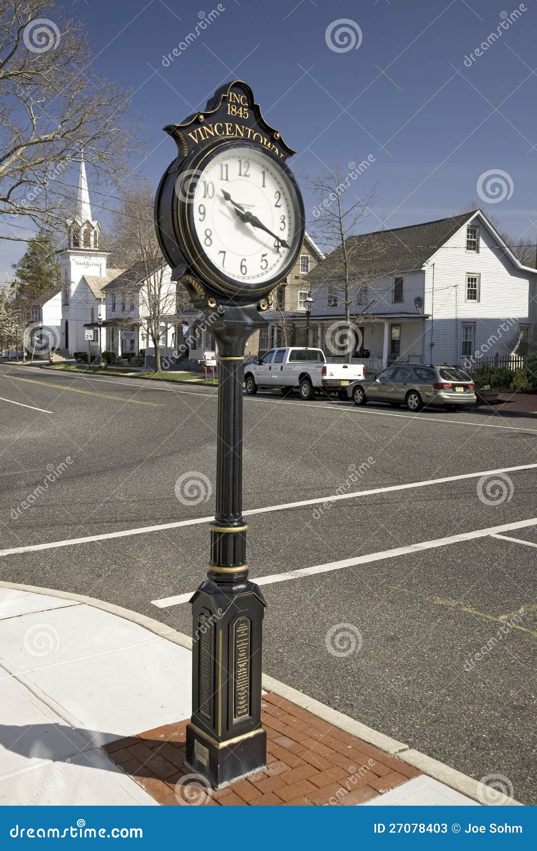 Town Antique Clock on Main Street of Vincentown Editorial Stock Photo ...