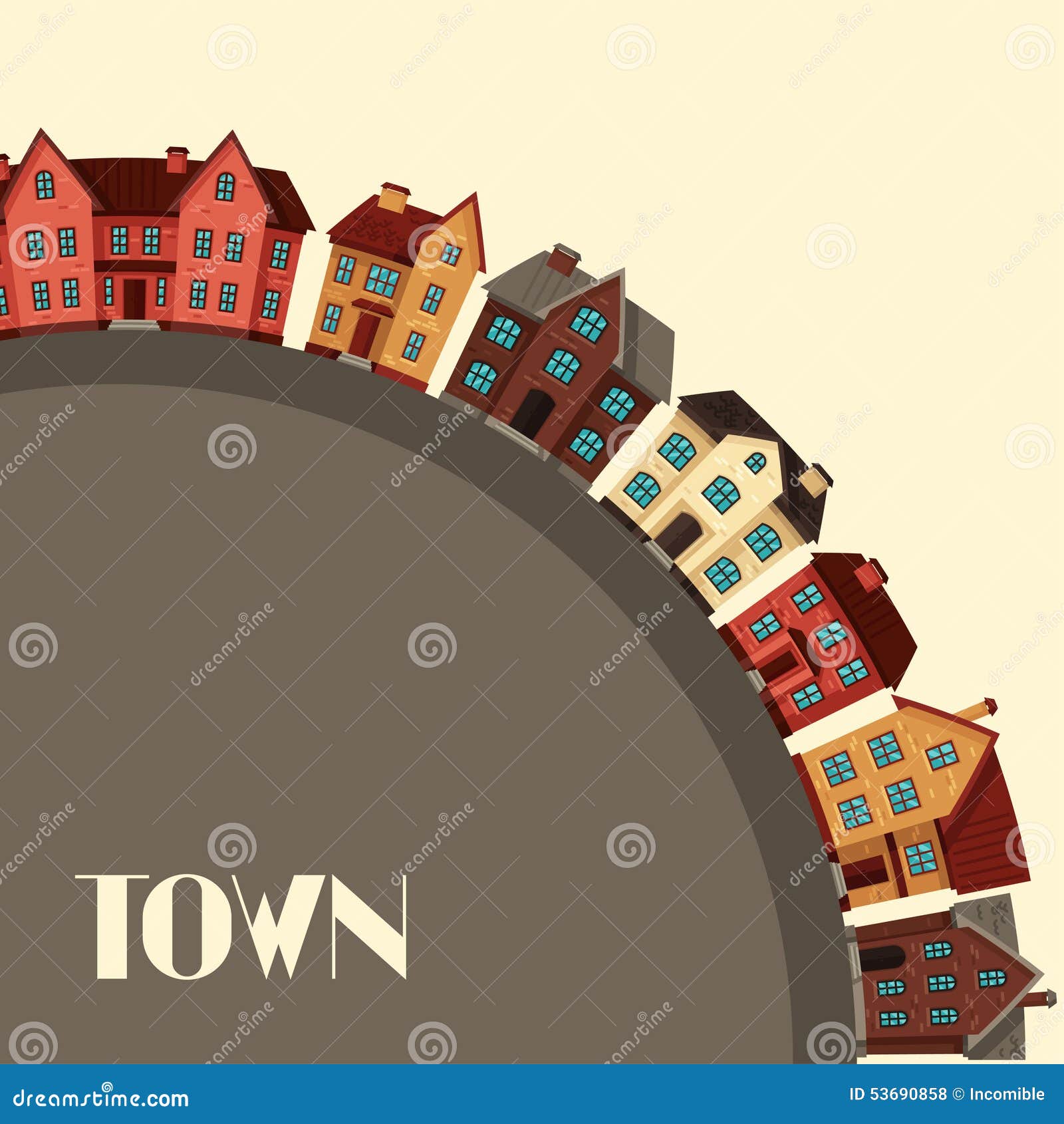 Town Background Design with Cottages and Houses Stock Vector ...