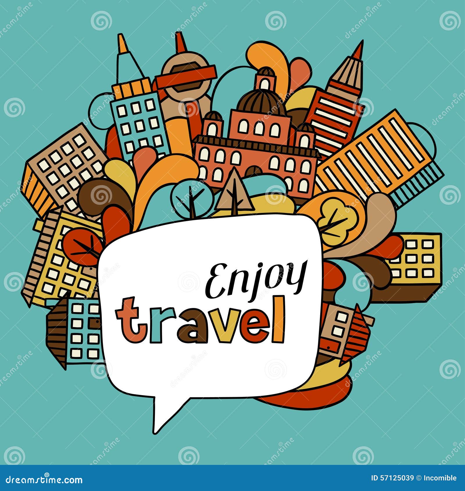 Town Background Design with Hand Drawn Houses Stock Vector ...