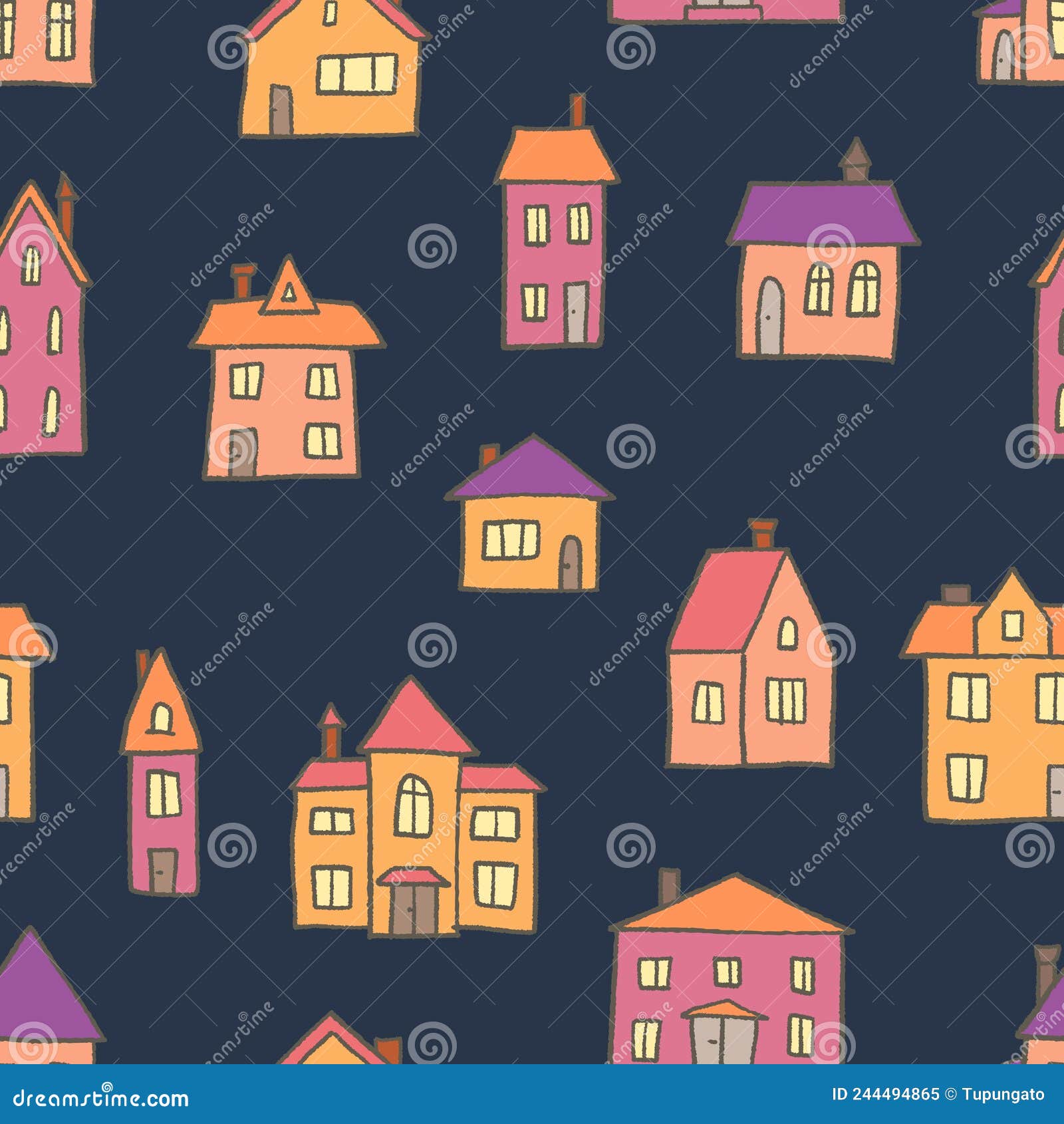 Town Background - Vector Seamless Pattern Stock Vector - Illustration ...
