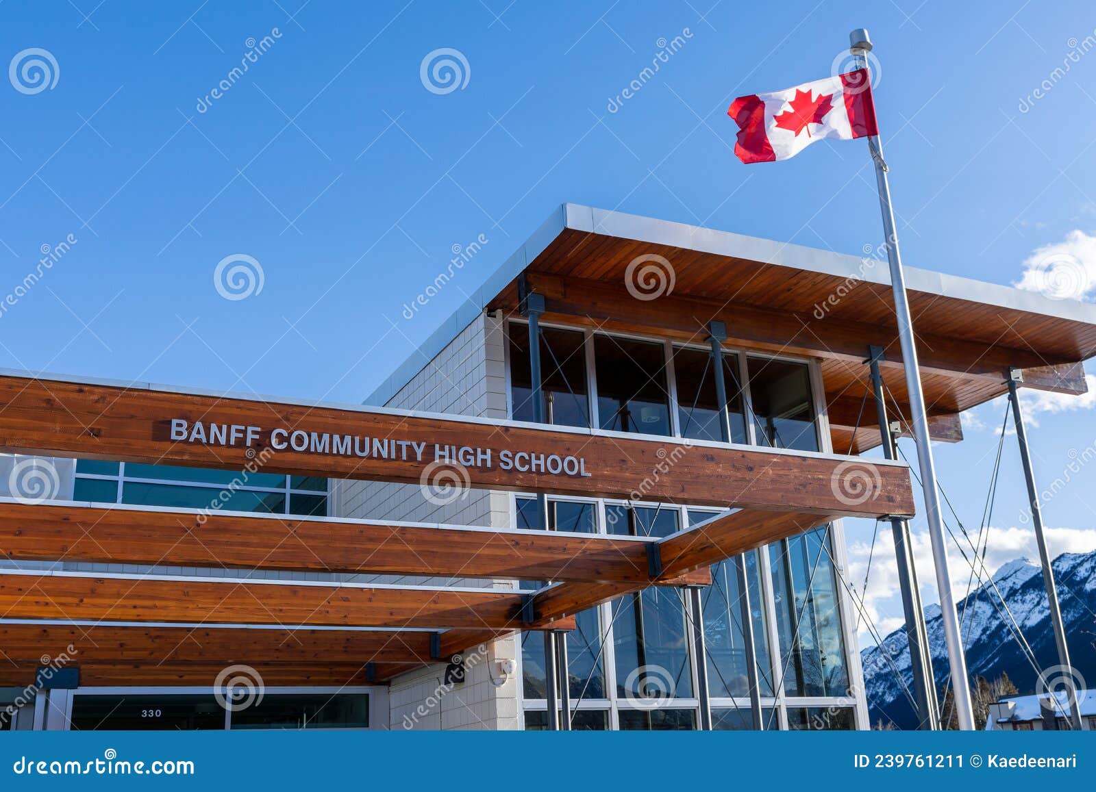Town of Banff. Banff Community High School. Stock Image - Image of town ...
