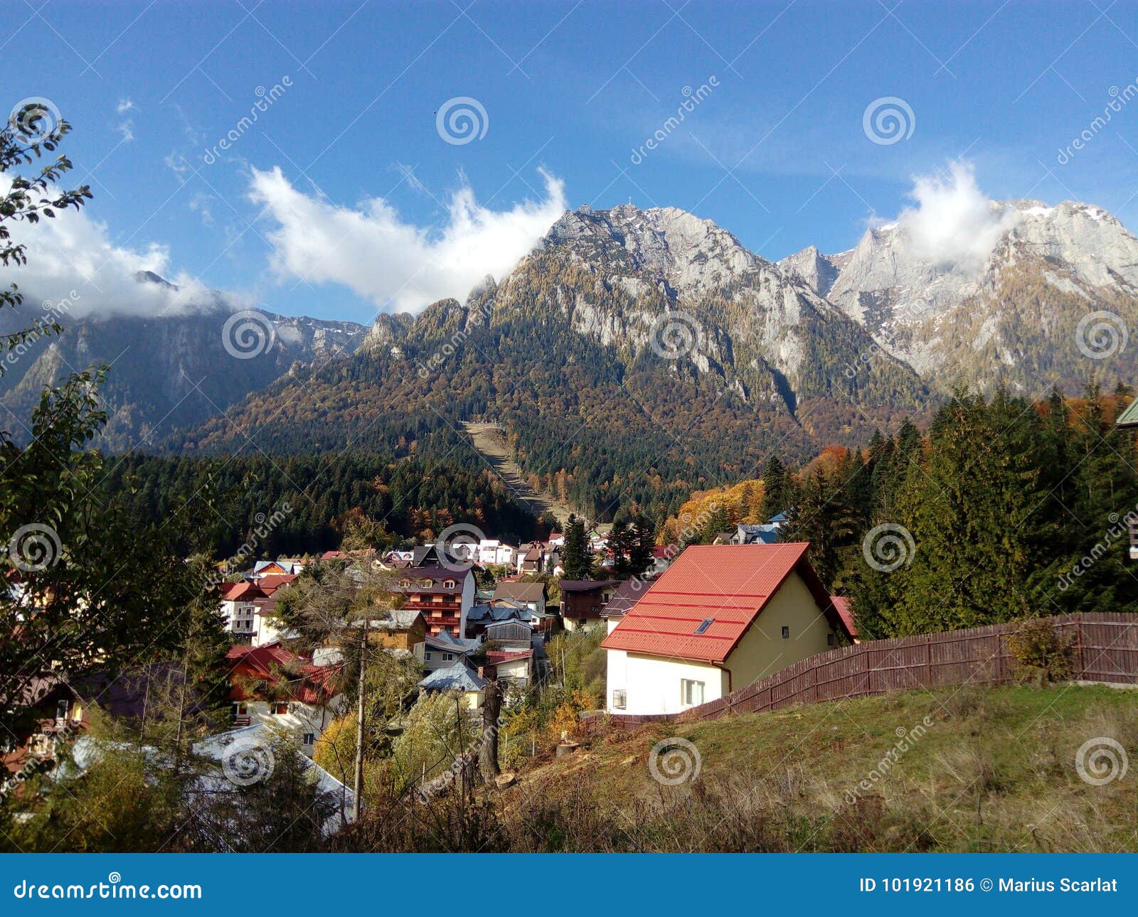 Town at the Base of the Mountain Stock Photo - Image of mountain, crest ...