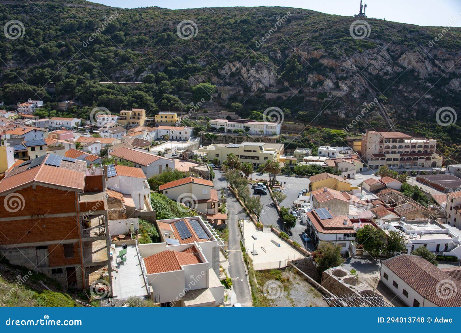Town of Buggerru stock photo. Image of sight, home, green - 294013748