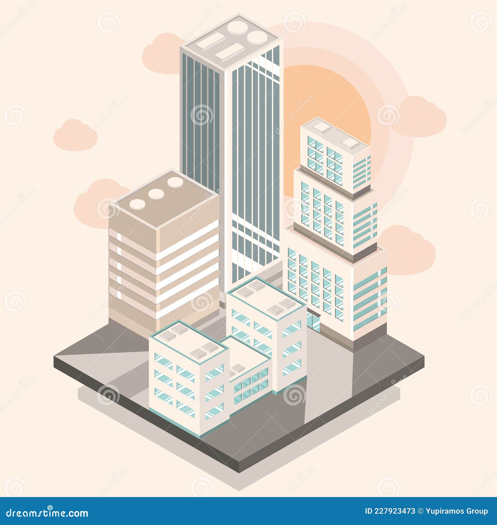 Town Buildings in Isometric Stock Vector - Illustration of plan ...