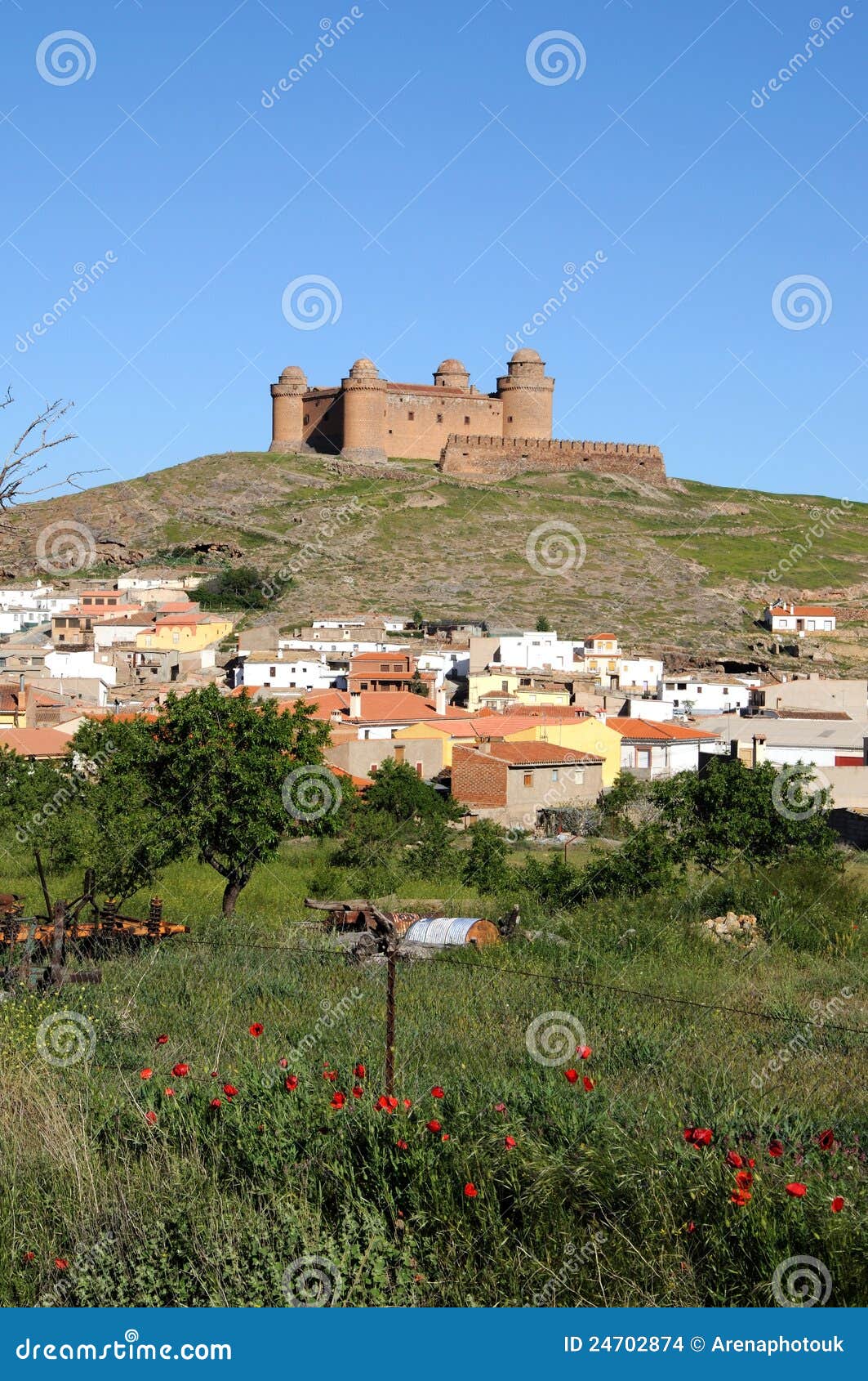 Town and Castle, La Calahorra, Spain. Stock Photo - Image of andalucia ...