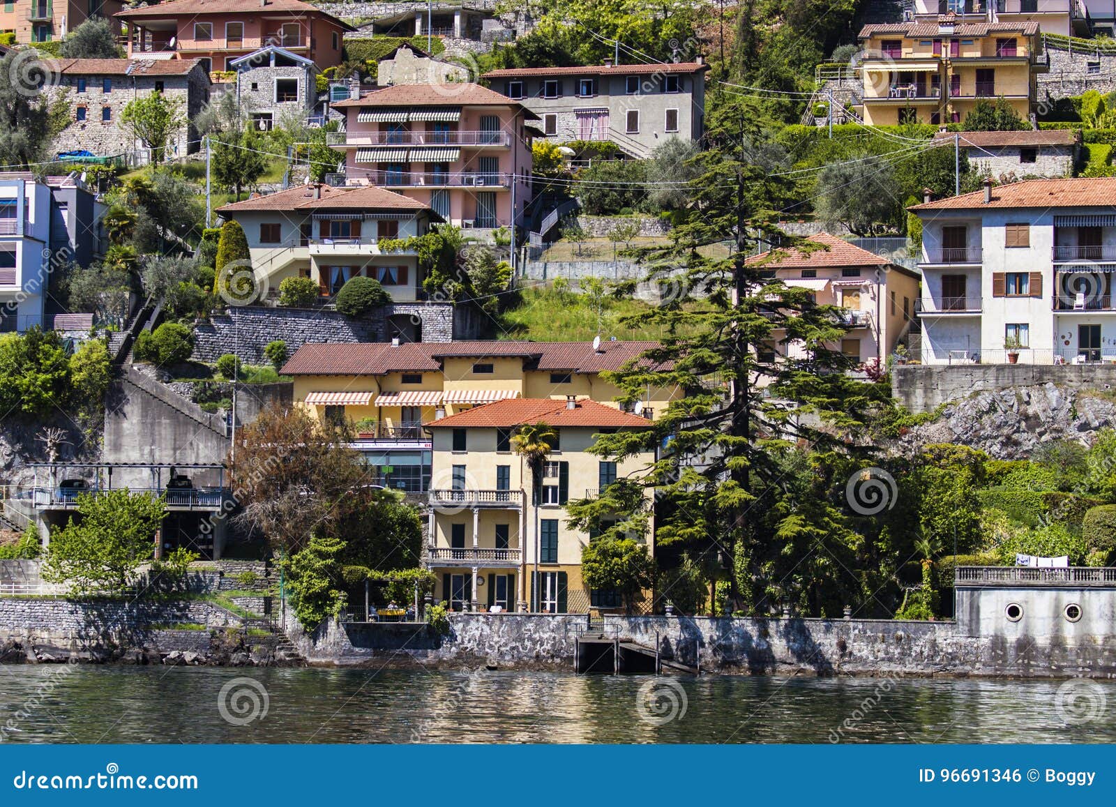 Town Colonno on Como Lake in Italy Stock Photo - Image of italian ...