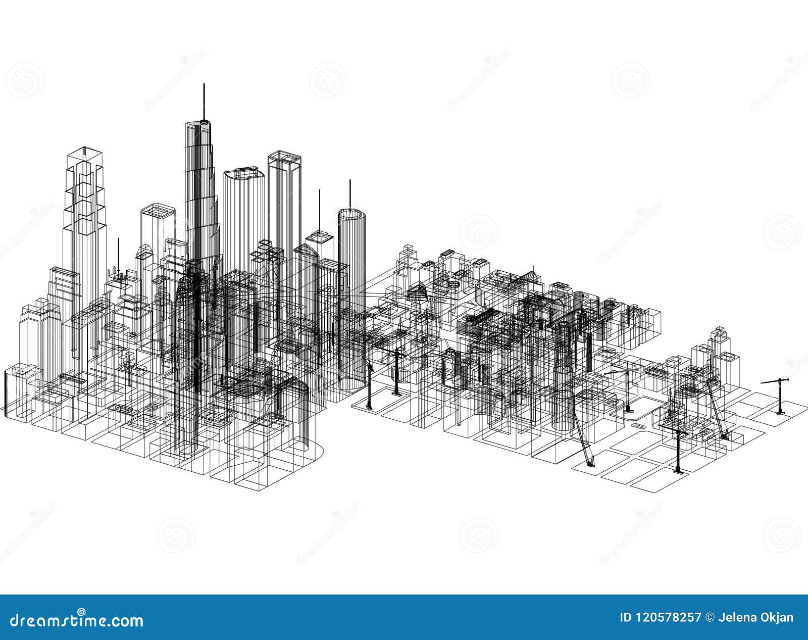 Town Concept Architect Blueprint - Isolated Stock Illustration ...