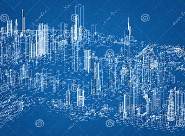 Town Concept Architect Blueprint Stock Illustration - Illustration of ...