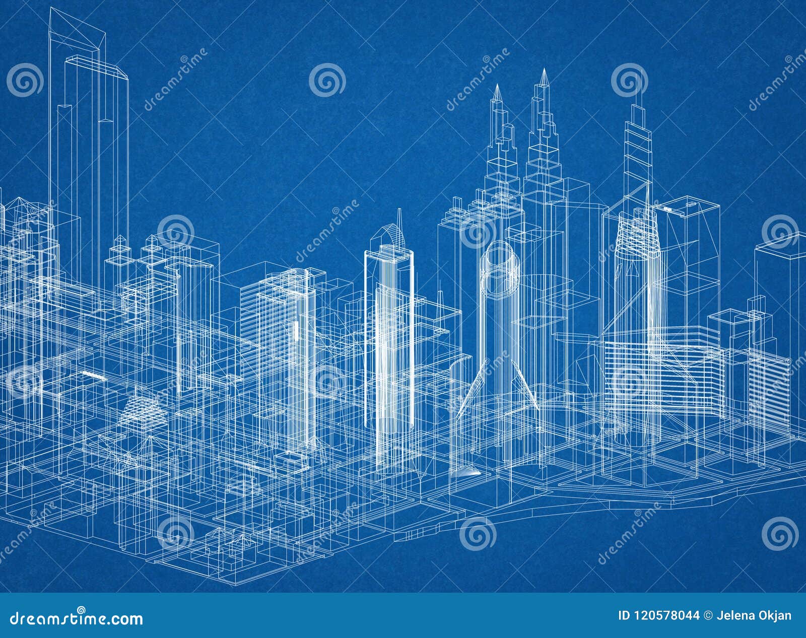 Town Concept Architect Blueprint Stock Illustration - Illustration of ...