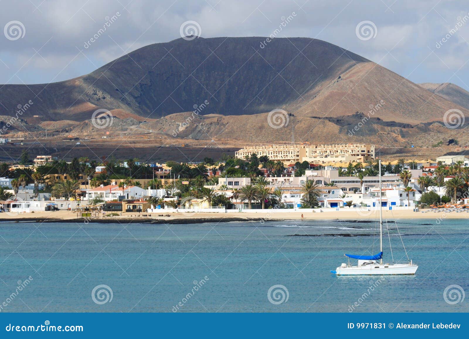 Town of Corralejo stock image. Image of harbor, town, palms - 9971831
