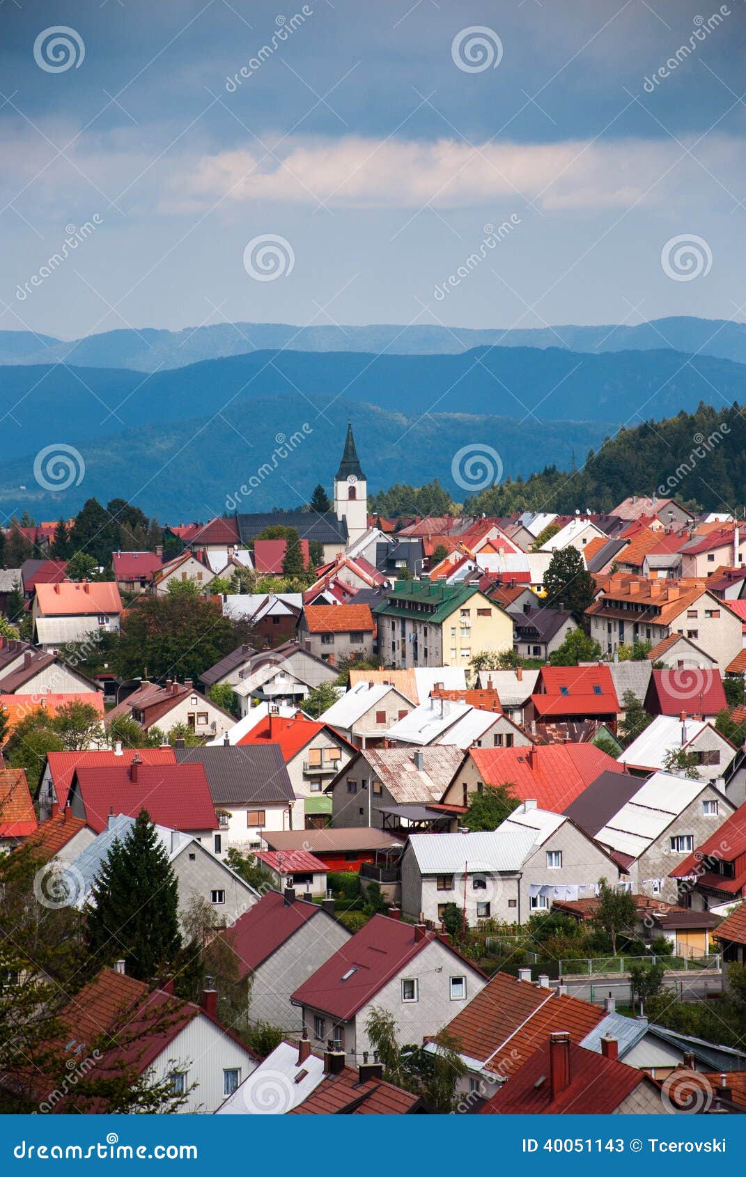 Town Delnice, Croatia stock image. Image of church, hills - 40051143