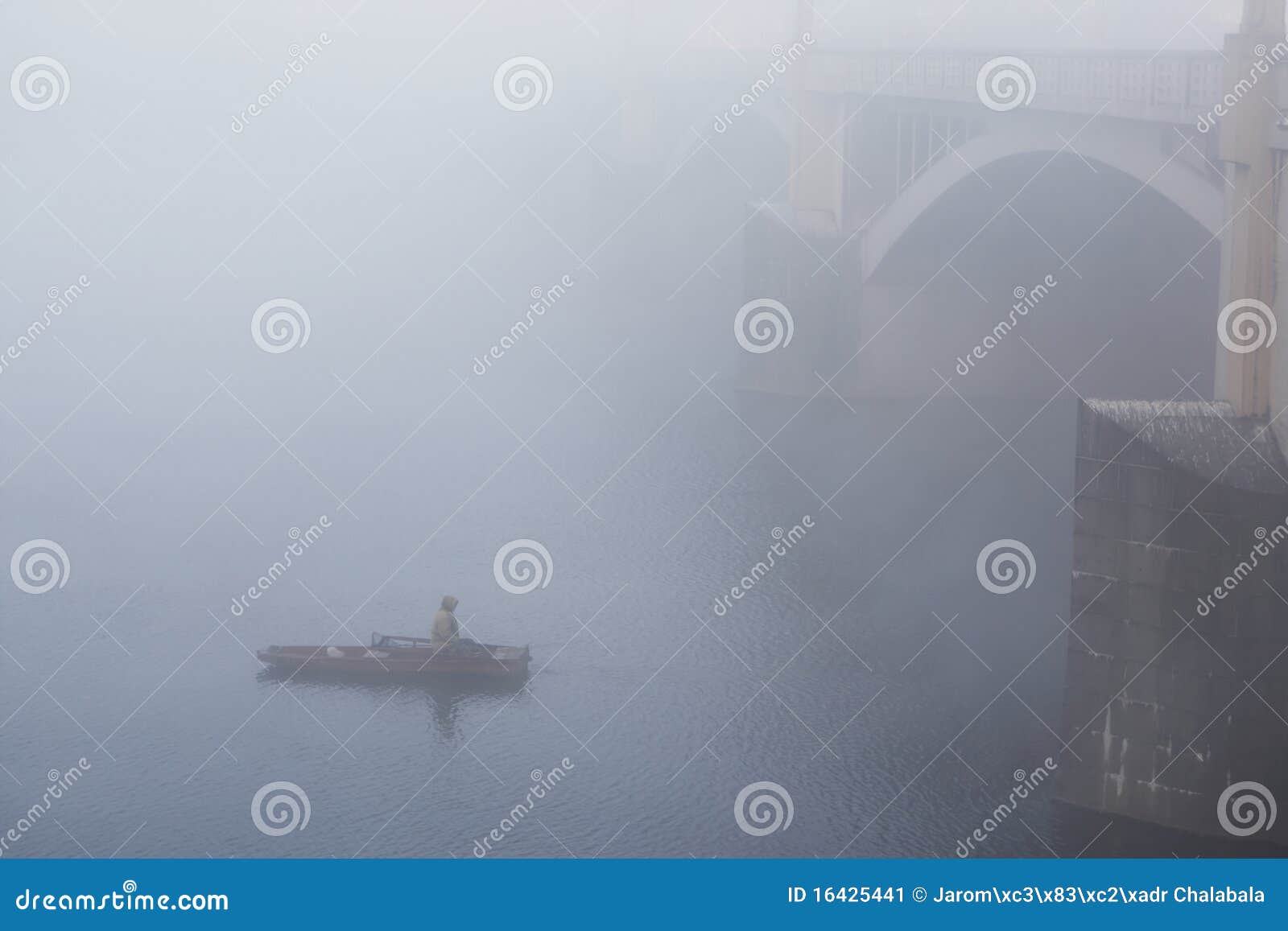 Town in fog stock image. Image of river, morning, life - 16425441