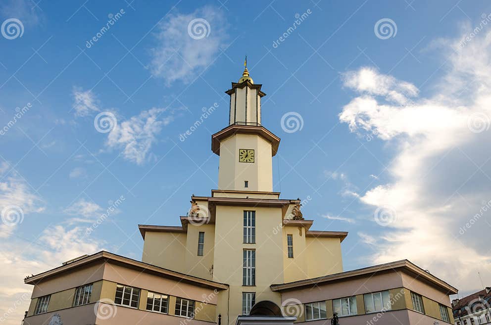 Town Hall on the Blue Sky Background. Stock Photo - Image of ...