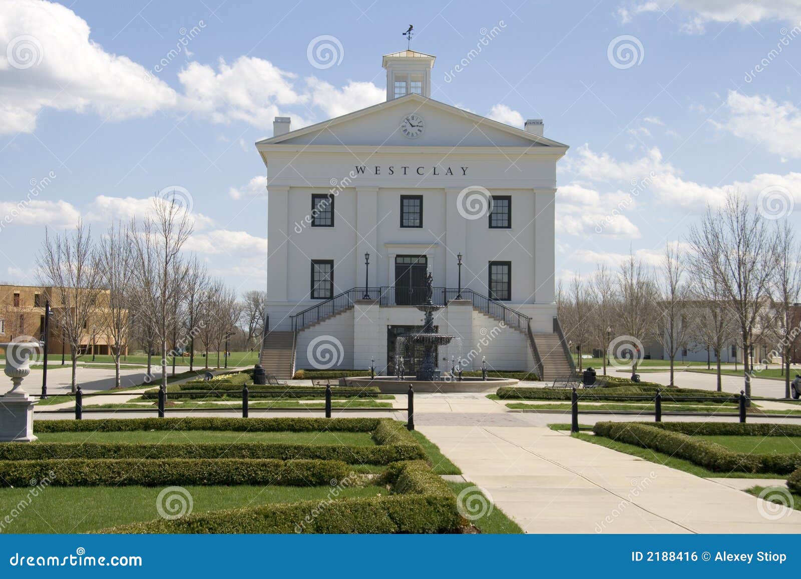 Town hall building stock photo. Image of hall, trees, westclay - 2188416