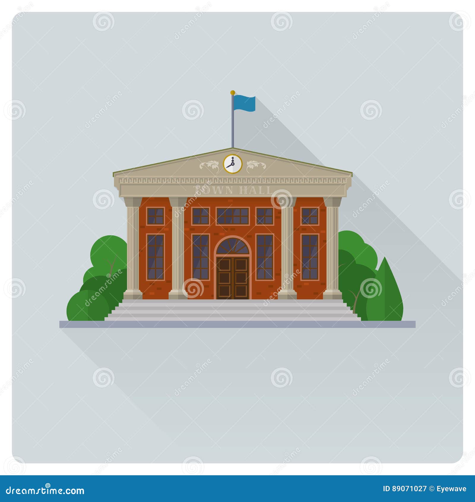 Town Hall Building Flat Design Vector Illustration Stock Vector ...