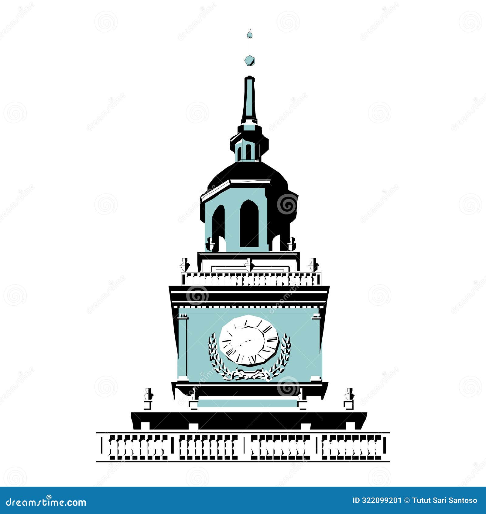 Town hall clock stock vector. Illustration of clipart - 322099201
