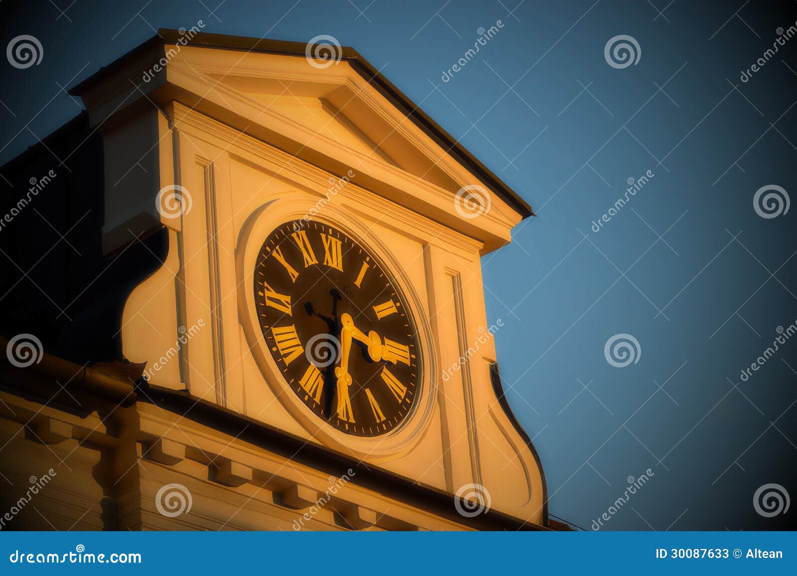 Town hall clock stock image. Image of sunset, dial, shadow - 30087633