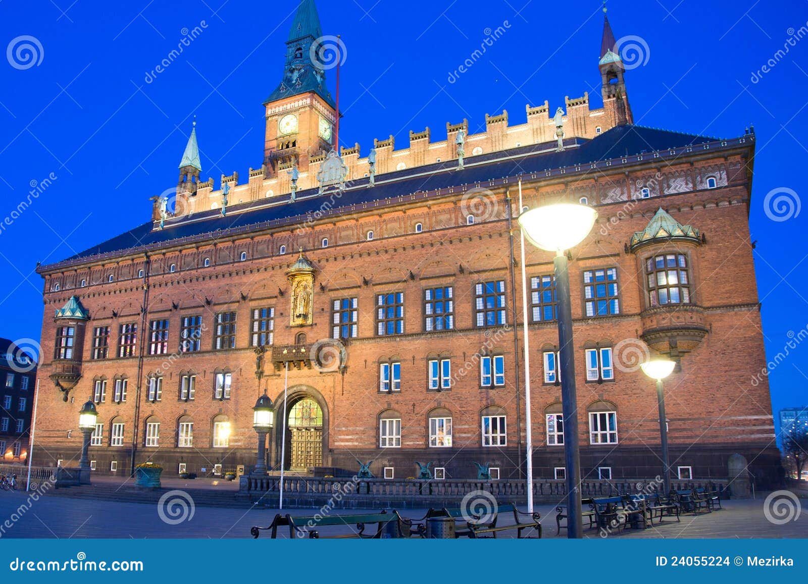 Town Hall of Copenhagen stock photo. Image of evening - 24055224