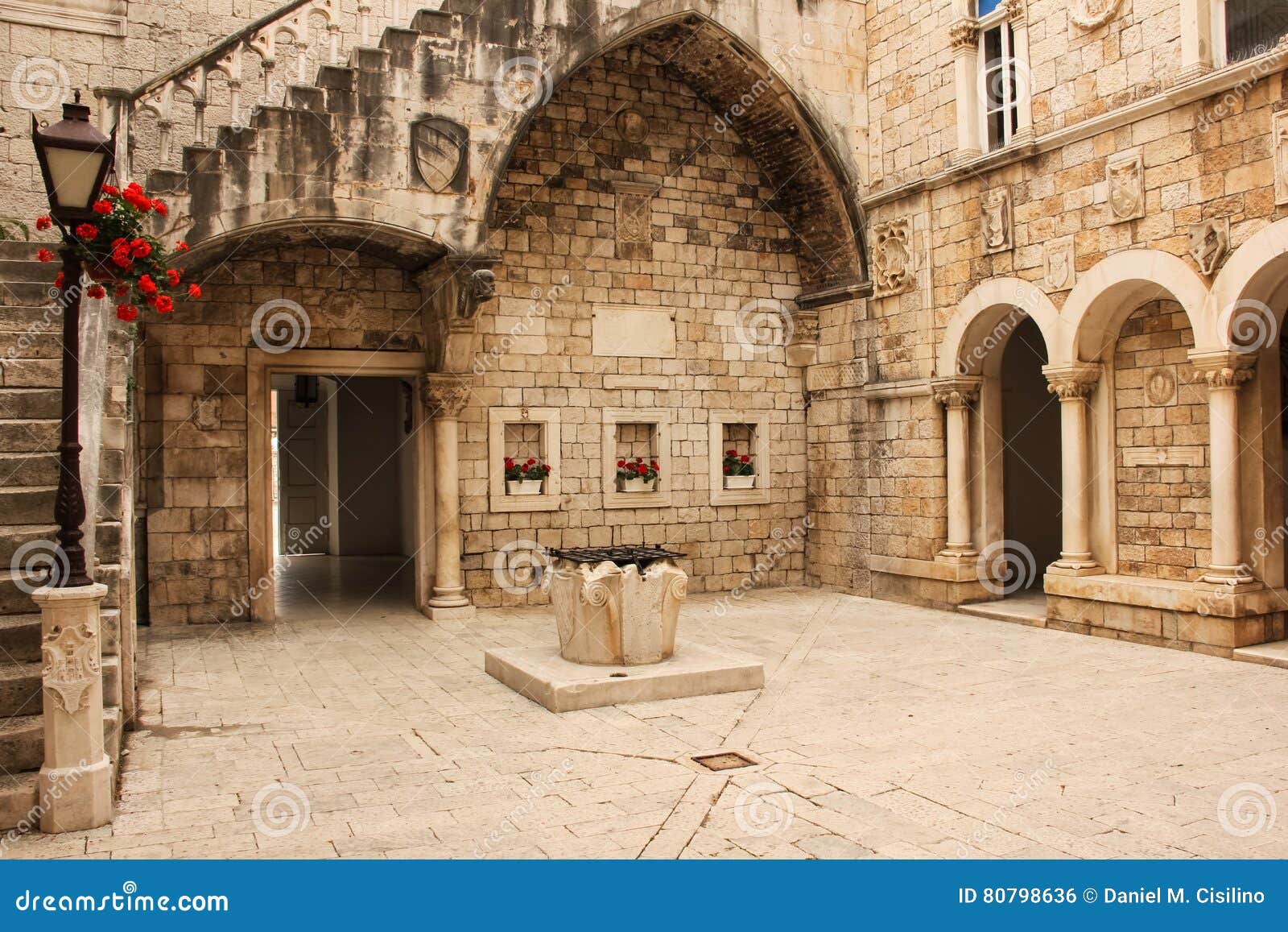 Town Hall Courtyard. Trogir. Croatia Stock Photo - Image of arch ...