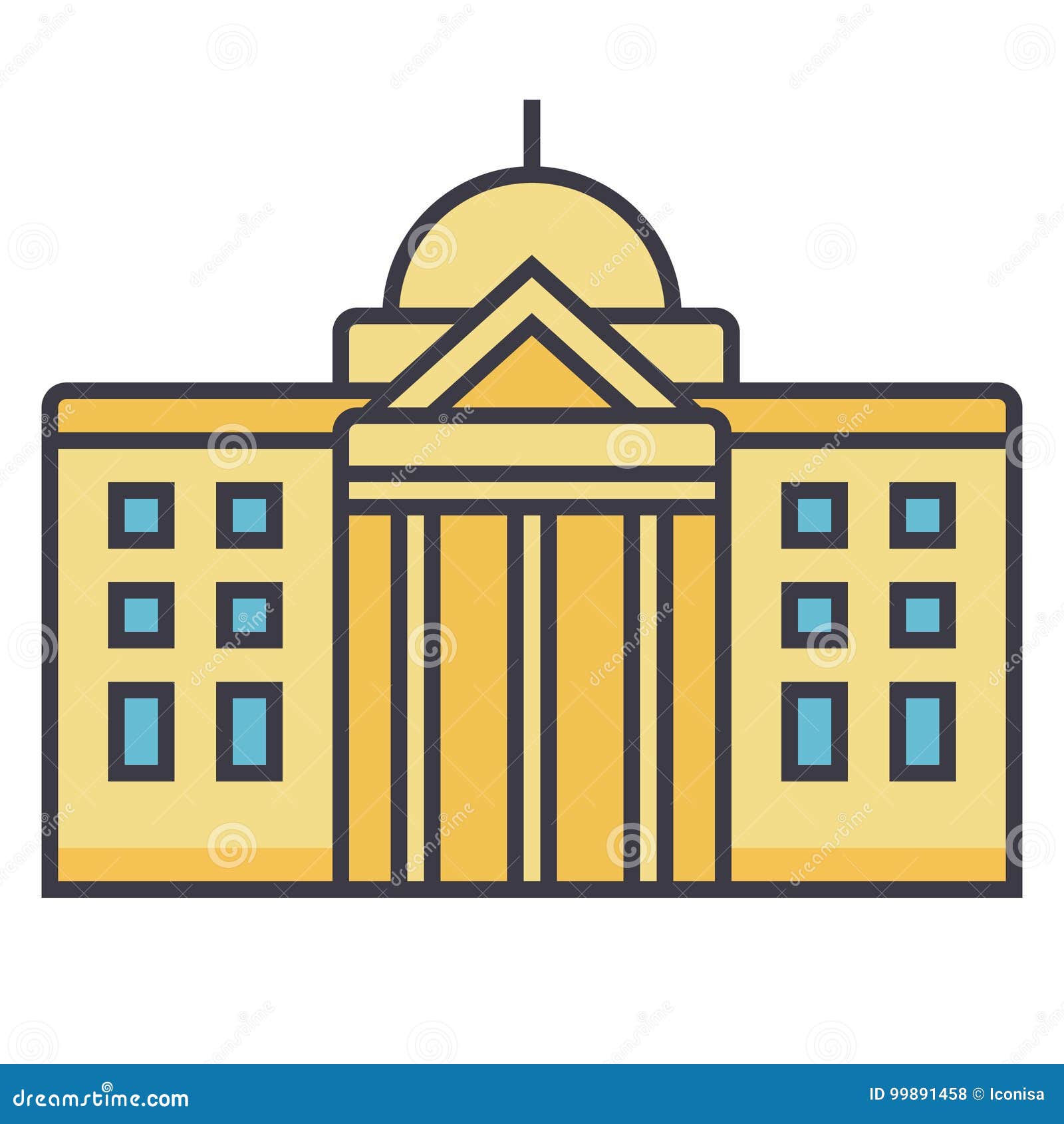 Town Hall Flat Line Illustration, Concept Vector Icon Stock Vector ... Town Hall Flat Line Illustration, Concept Vector Icon Stock Vector ...