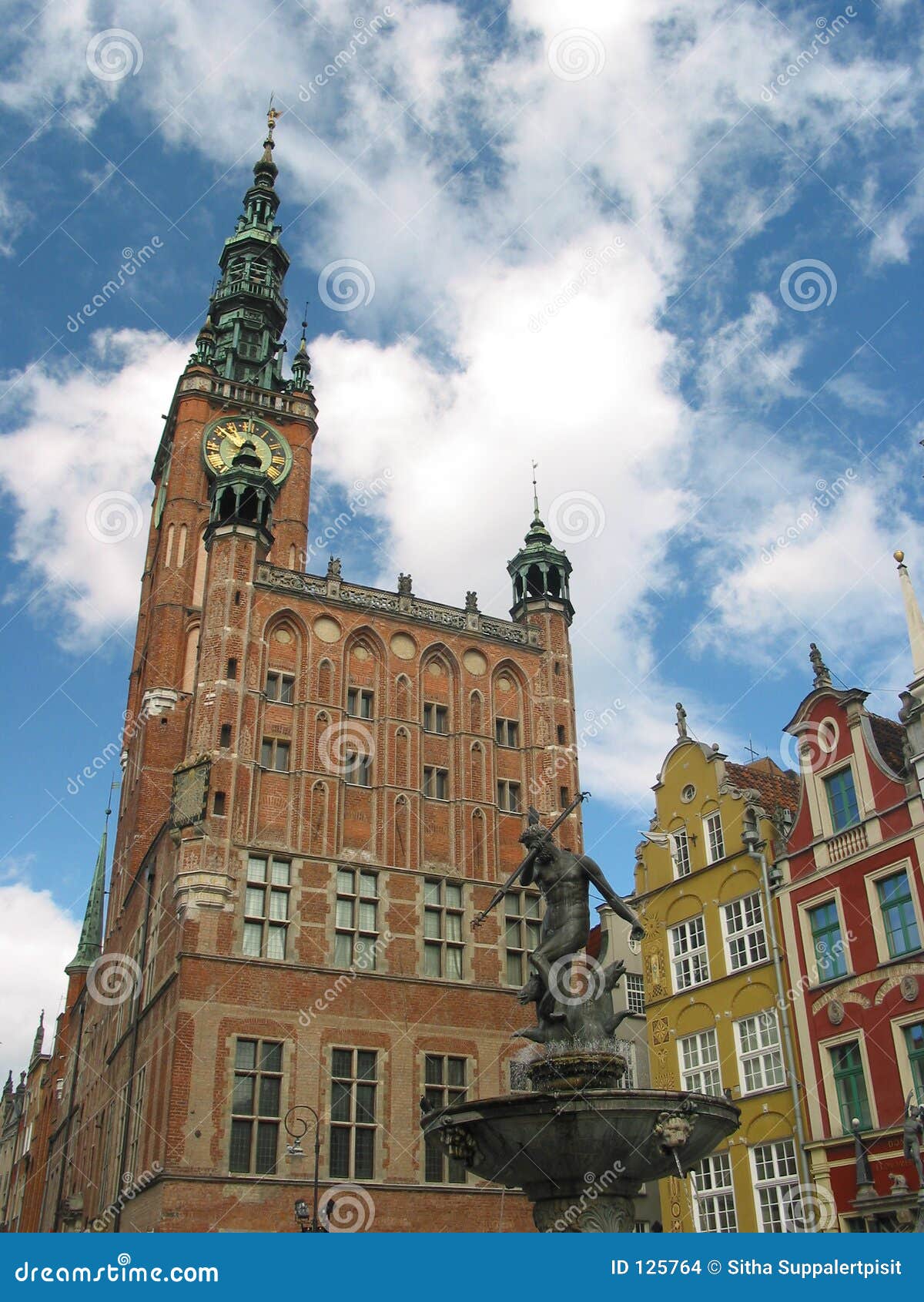 Gdansk, Poland. Aerial Skyline Panorama With Motlawa River, Modern ...