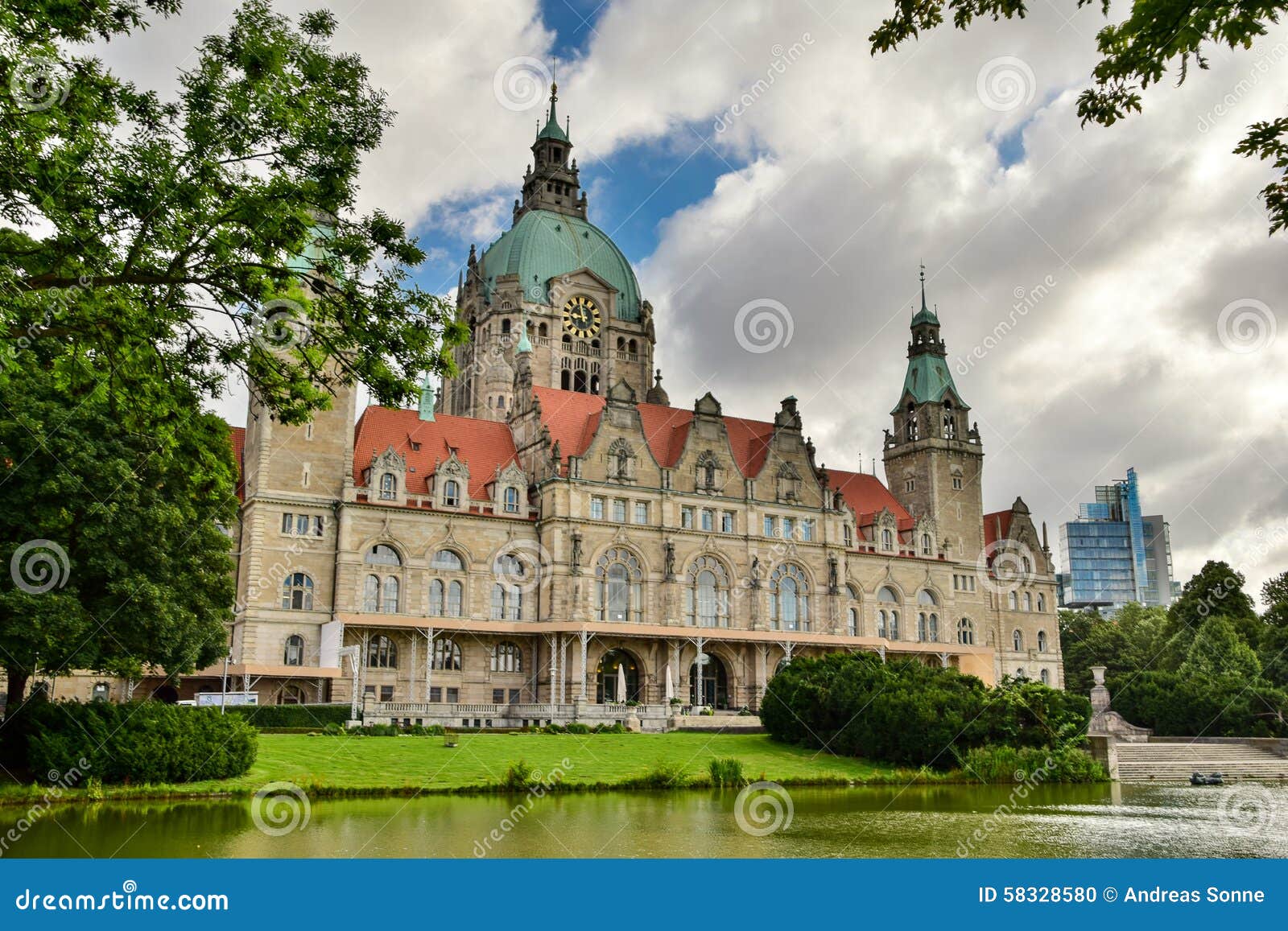 The town hall of Hanover stock photo. Image of hall, maschpark - 58328580