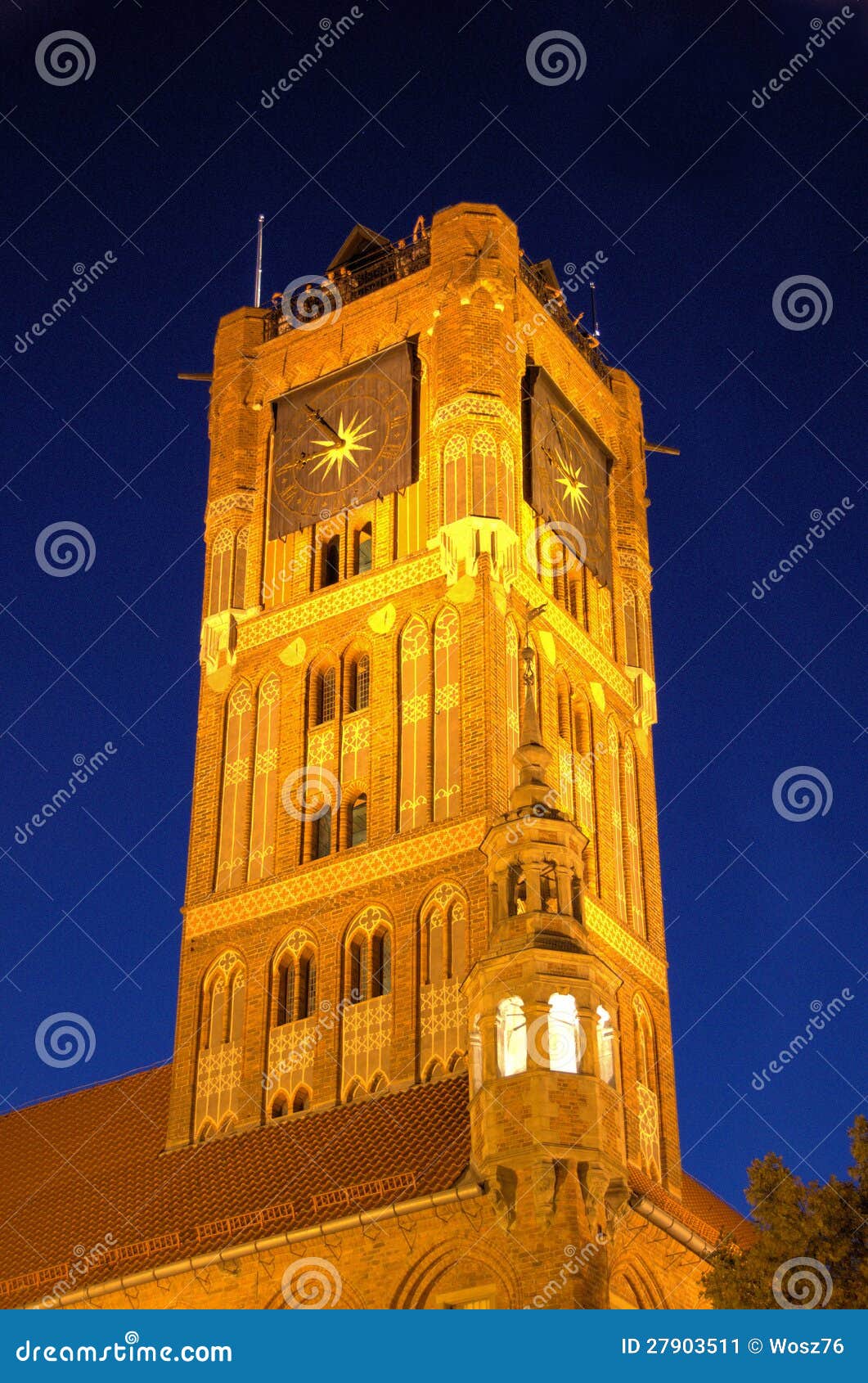 The Town Hall by Night in Torun (Poland) Stock Image - Image of travel ...