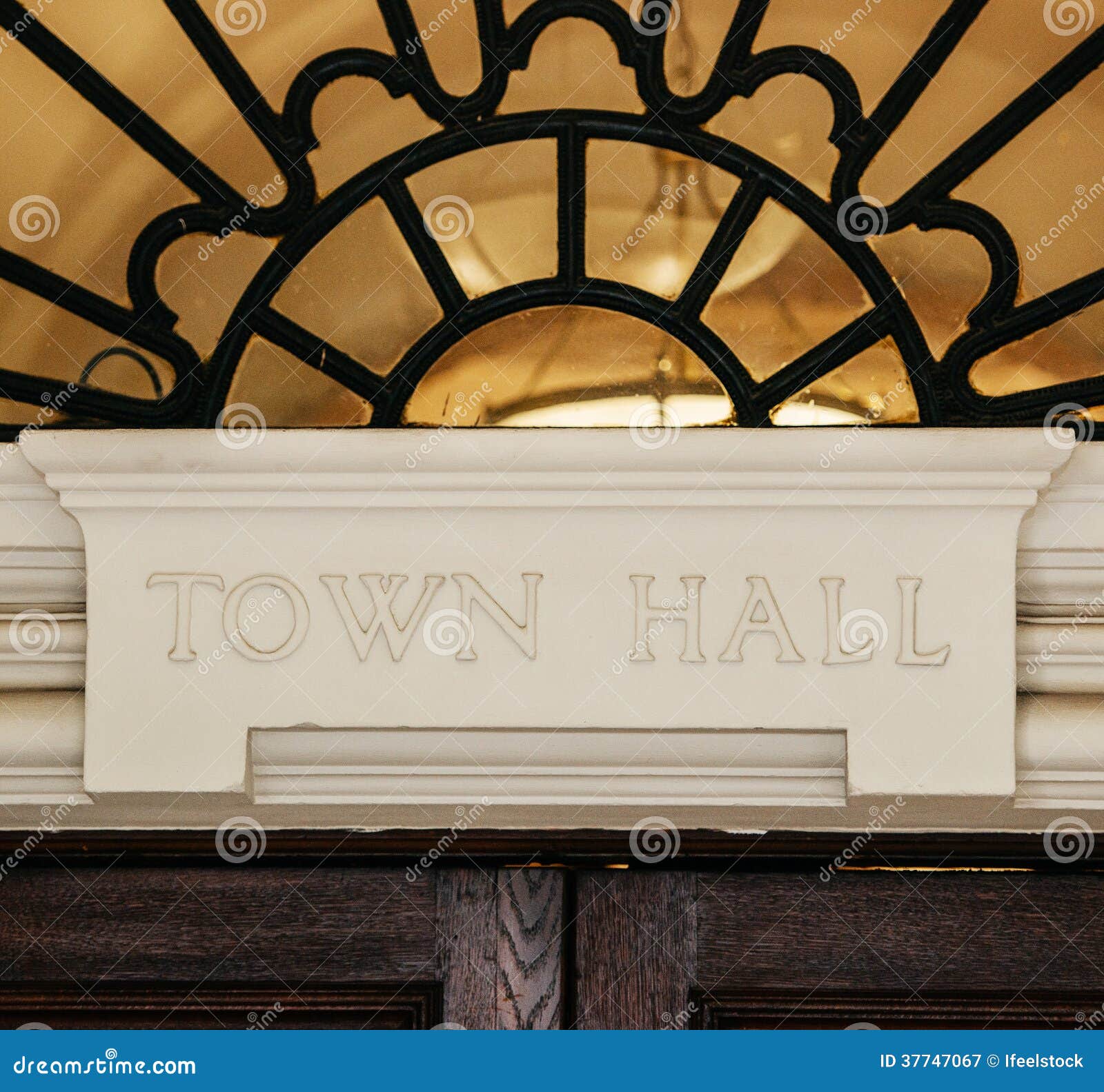 Town Hall sign above door stock image. Image of community - 37747067