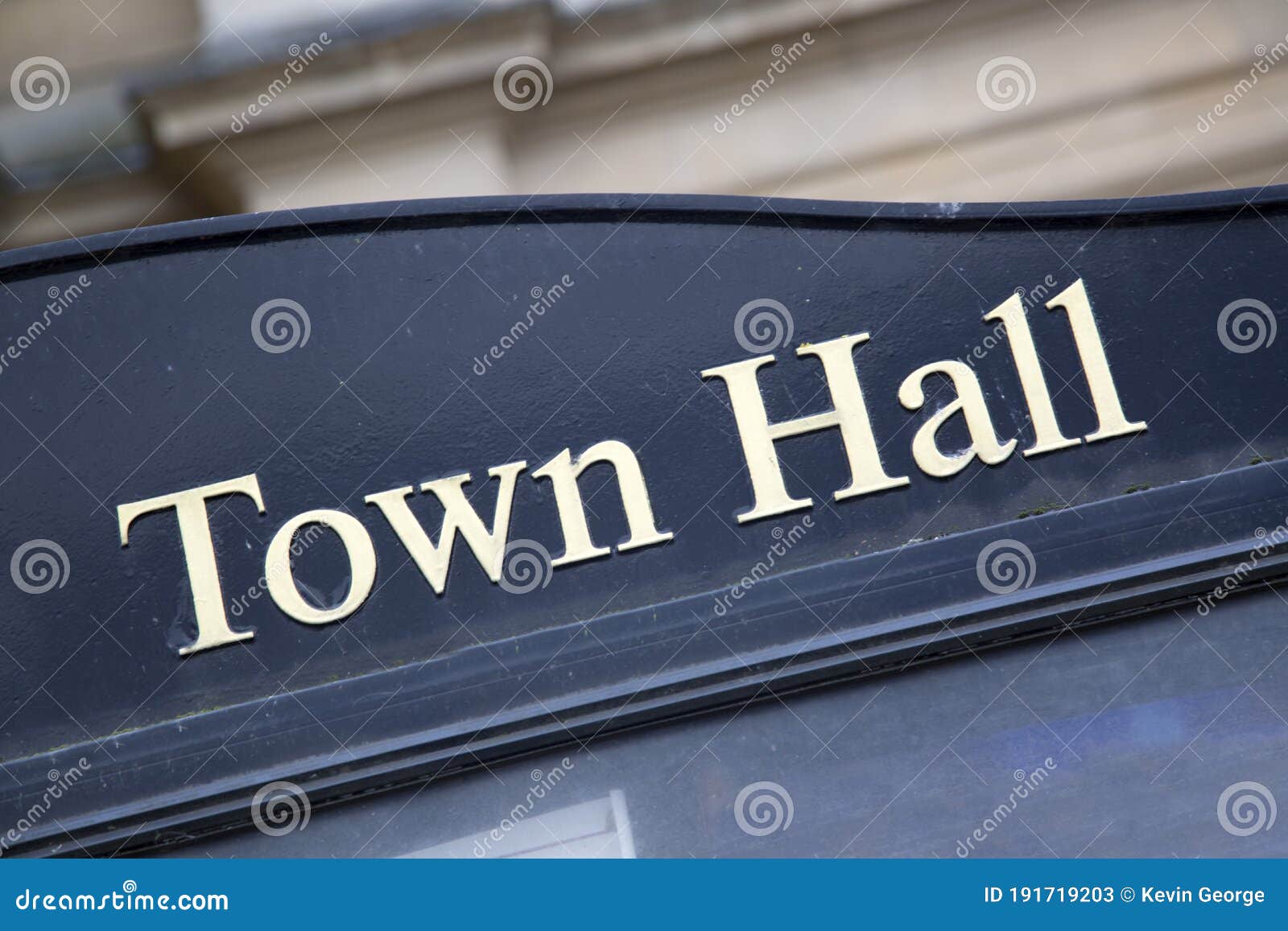 Town Hall Sign, England stock image. Image of hall, facade - 191719203