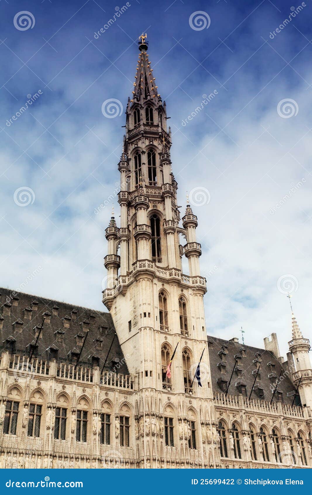 Town Hall Tower in Brussels Stock Photo - Image of building, hall: 25699422