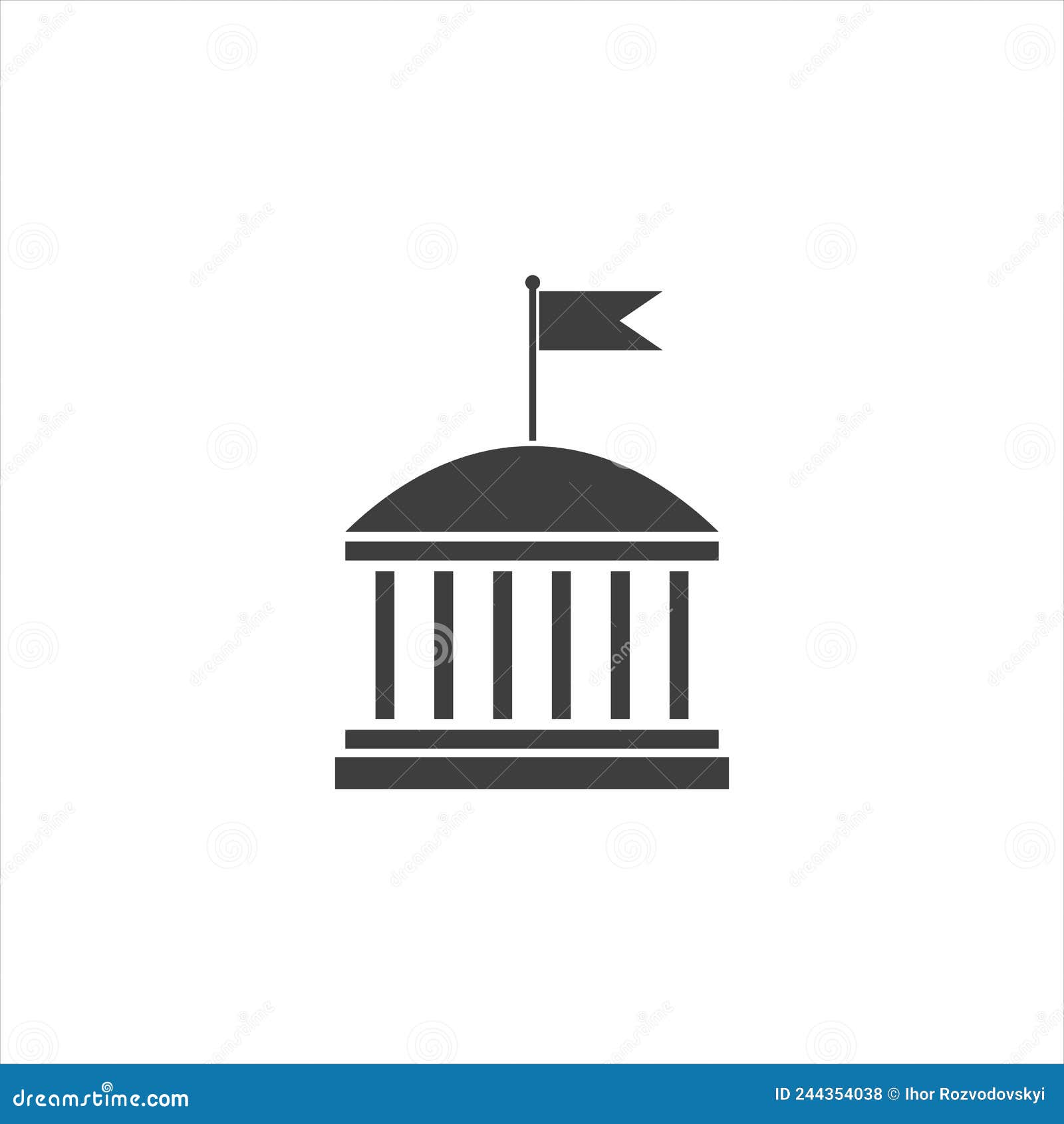 Town Hall Vector Icon on White Background Stock Vector - Illustration ...