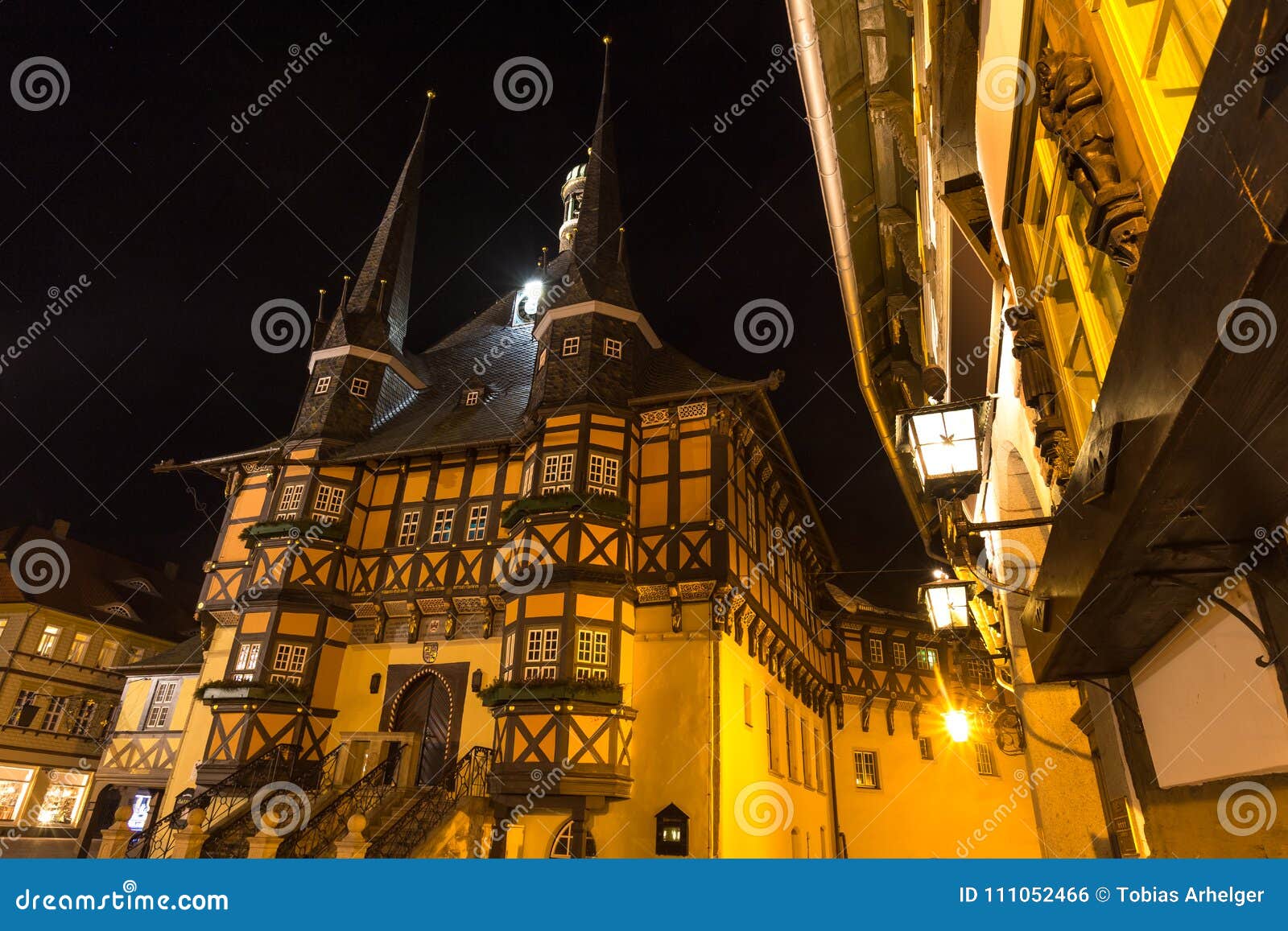 Town Hall Wernigerode Germany at Night Stock Photo - Image of hall ...