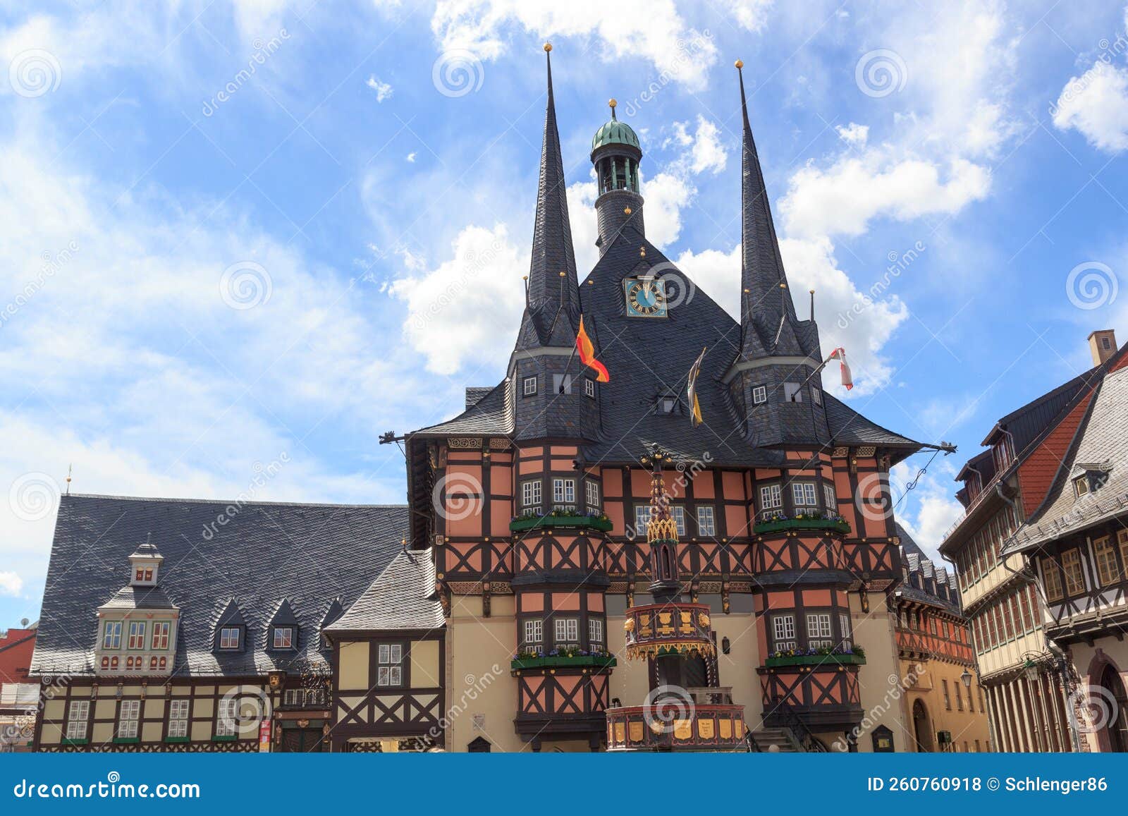 Town Hall Wernigerode with Timber Facade in Harz, Germany Stock Photo ...
