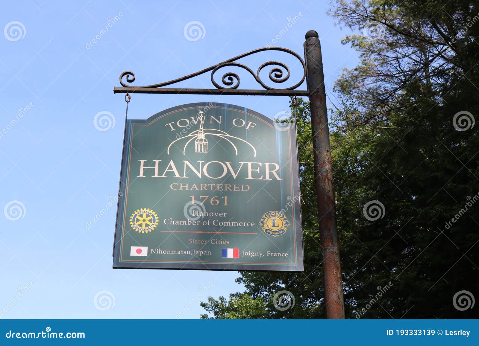 June 17, 2017 - Hanover, New Hampshire: Town of Hanover Sign in Hanover ...