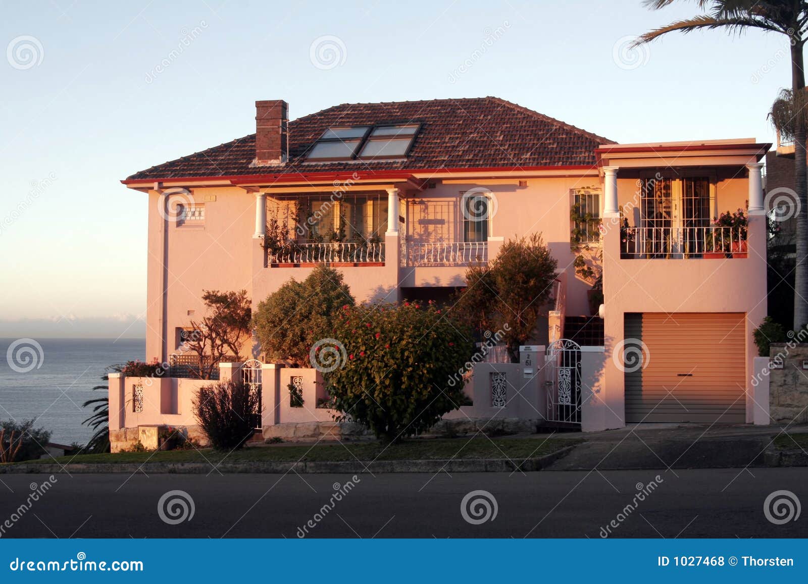 Town House in Morning Light Stock Photo - Image of palmtree, small: 1027468