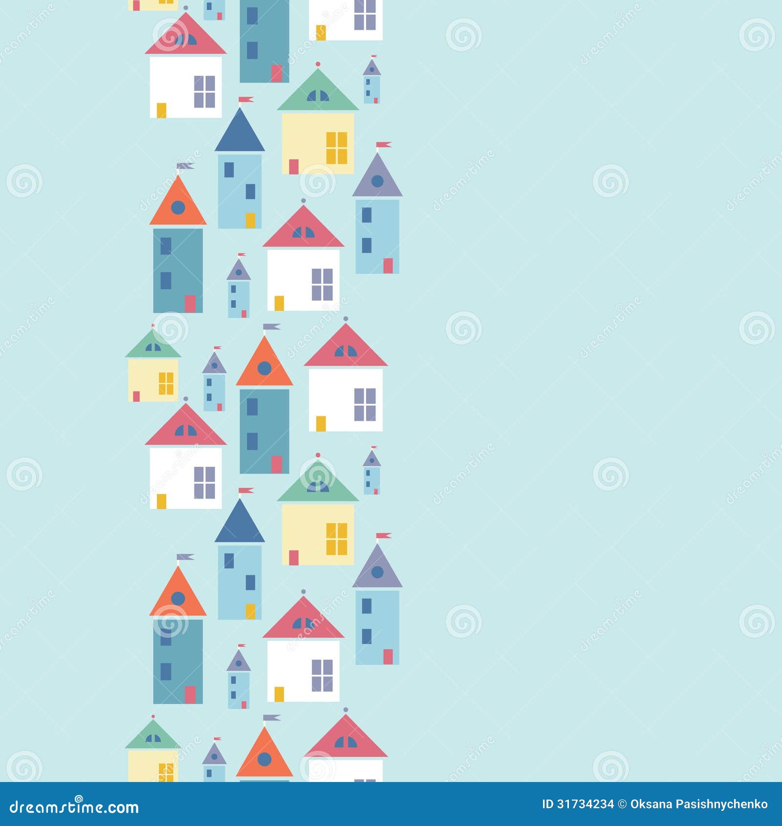Town Houses Vertical Seamless Pattern Background Stock Vector ...