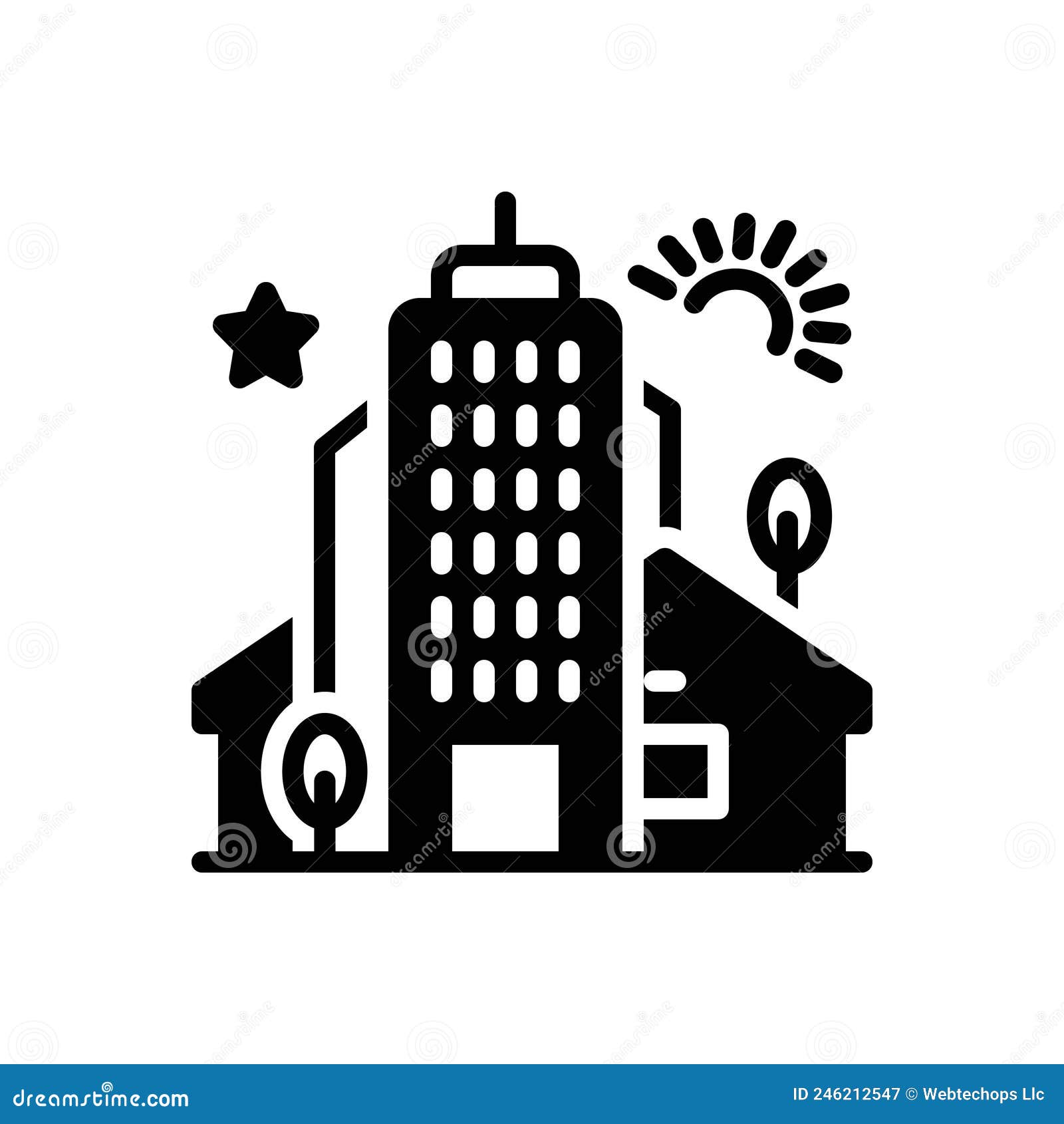 Black Solid Icon for Town, City and Building Stock Vector ...