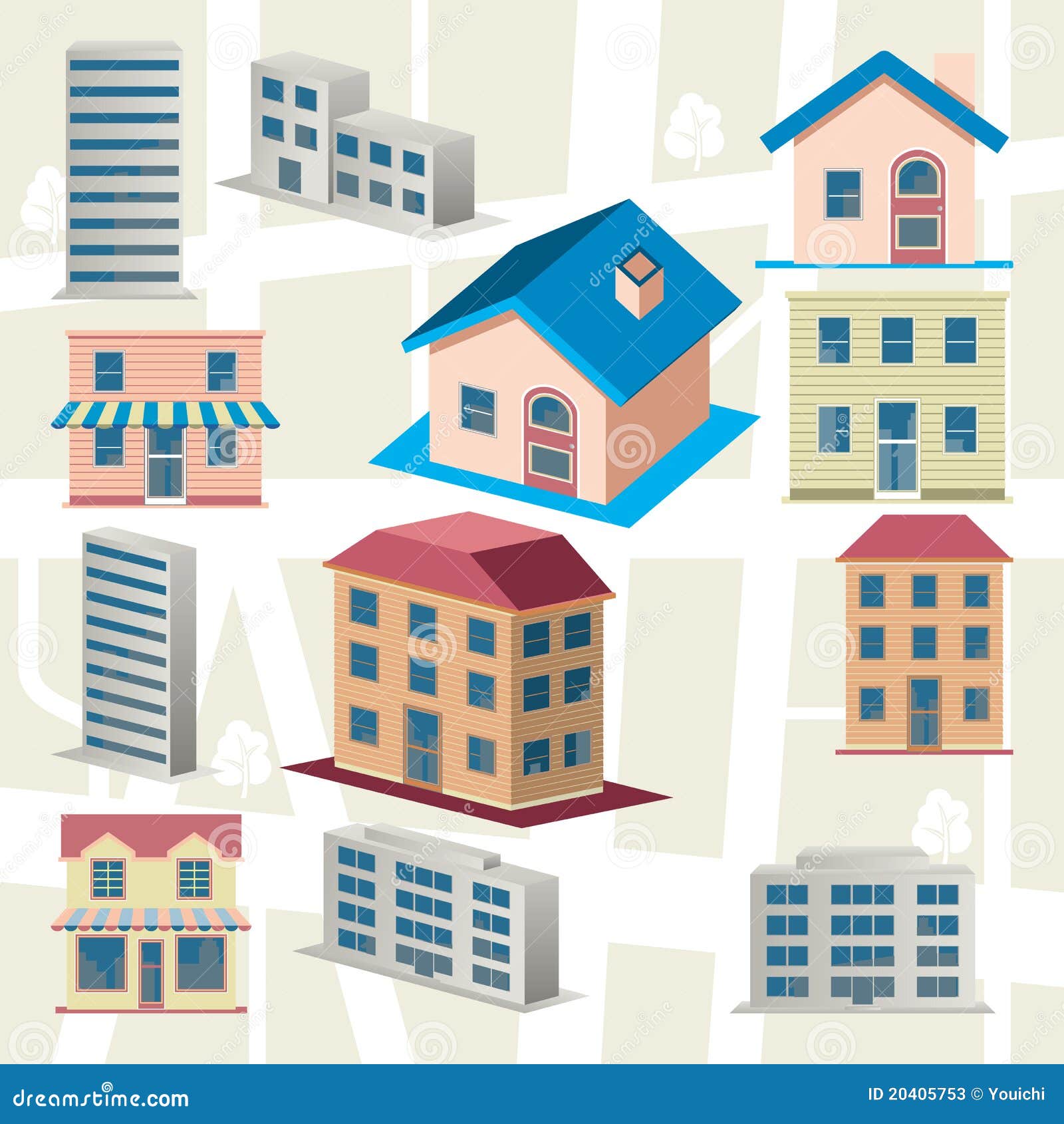 Town icons set stock vector. Illustration of construction - 20405753