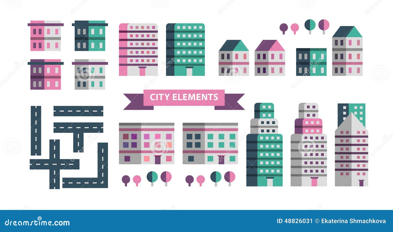 Town Infographic Elements. Vector City Elements. Vector Illustration ...