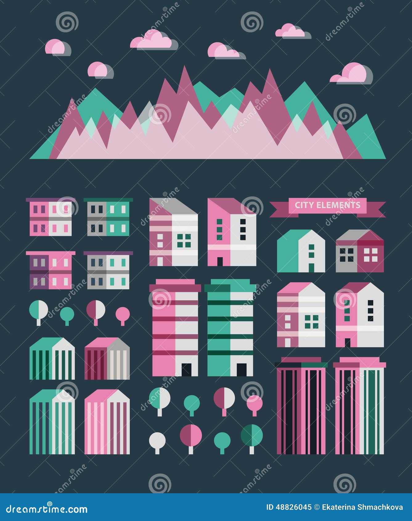 Town Infographic Elements. Vector City Elements For Create Your Own ...