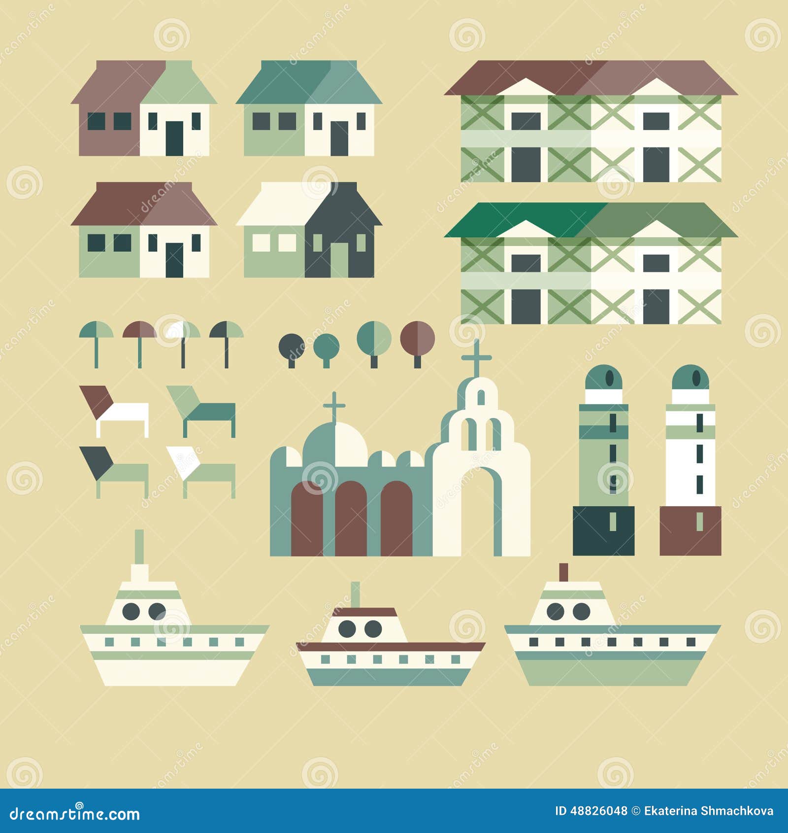 Town Infographic Elements. Vector City Elements. Vector Illustration ...