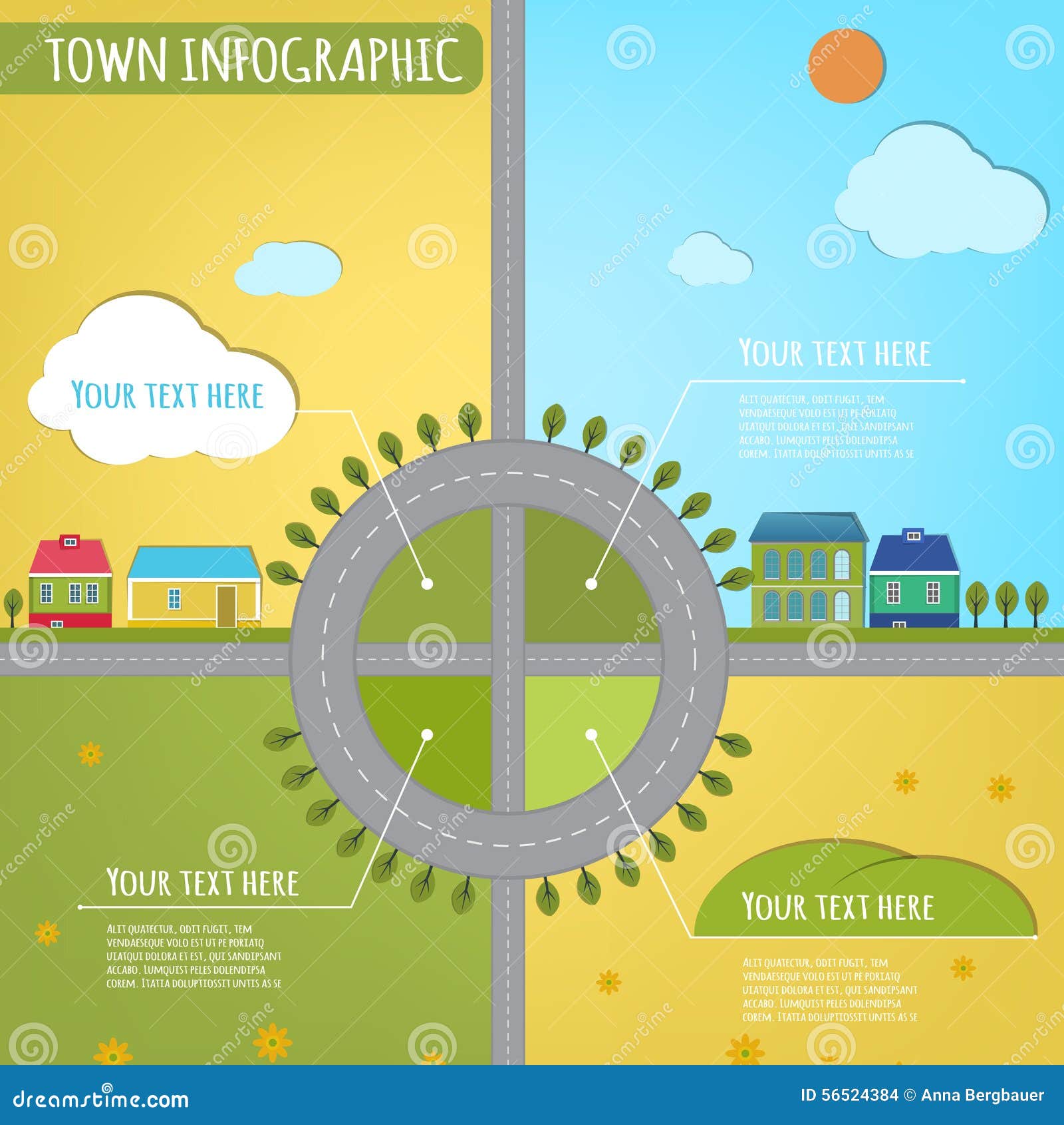 Town infographics stock vector. Illustration of architecture - 56524384