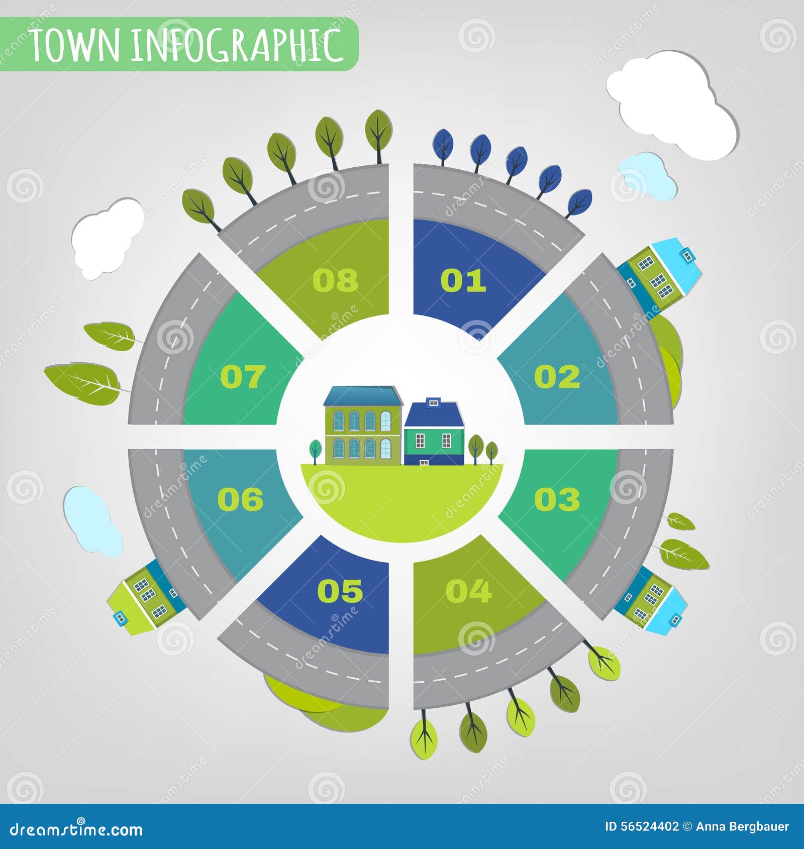 Town infographics stock vector. Illustration of home - 56524402