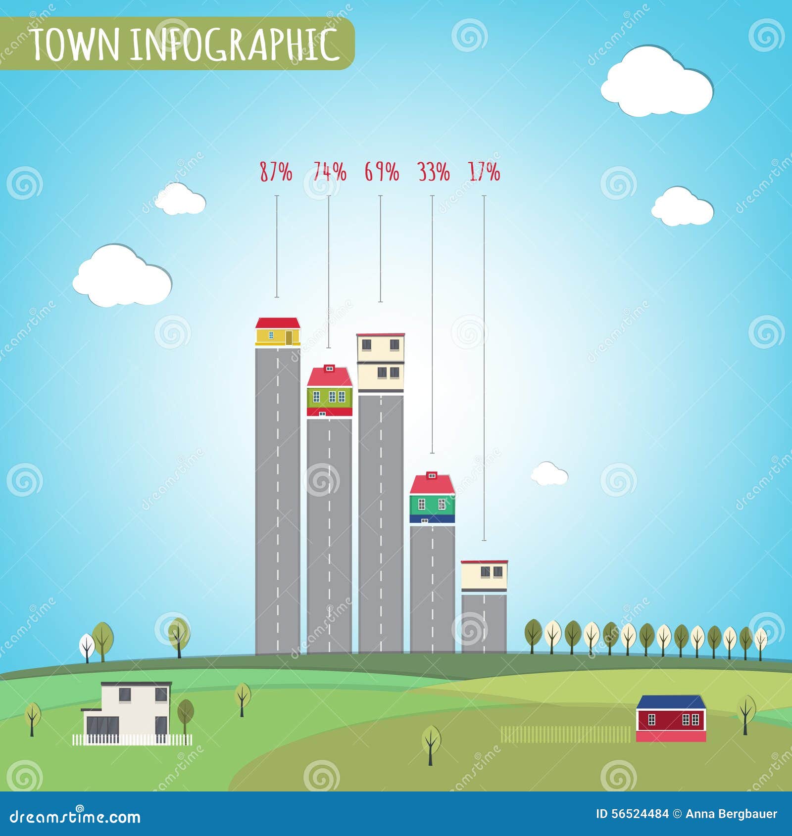 Town infographics stock vector. Illustration of building - 56524484