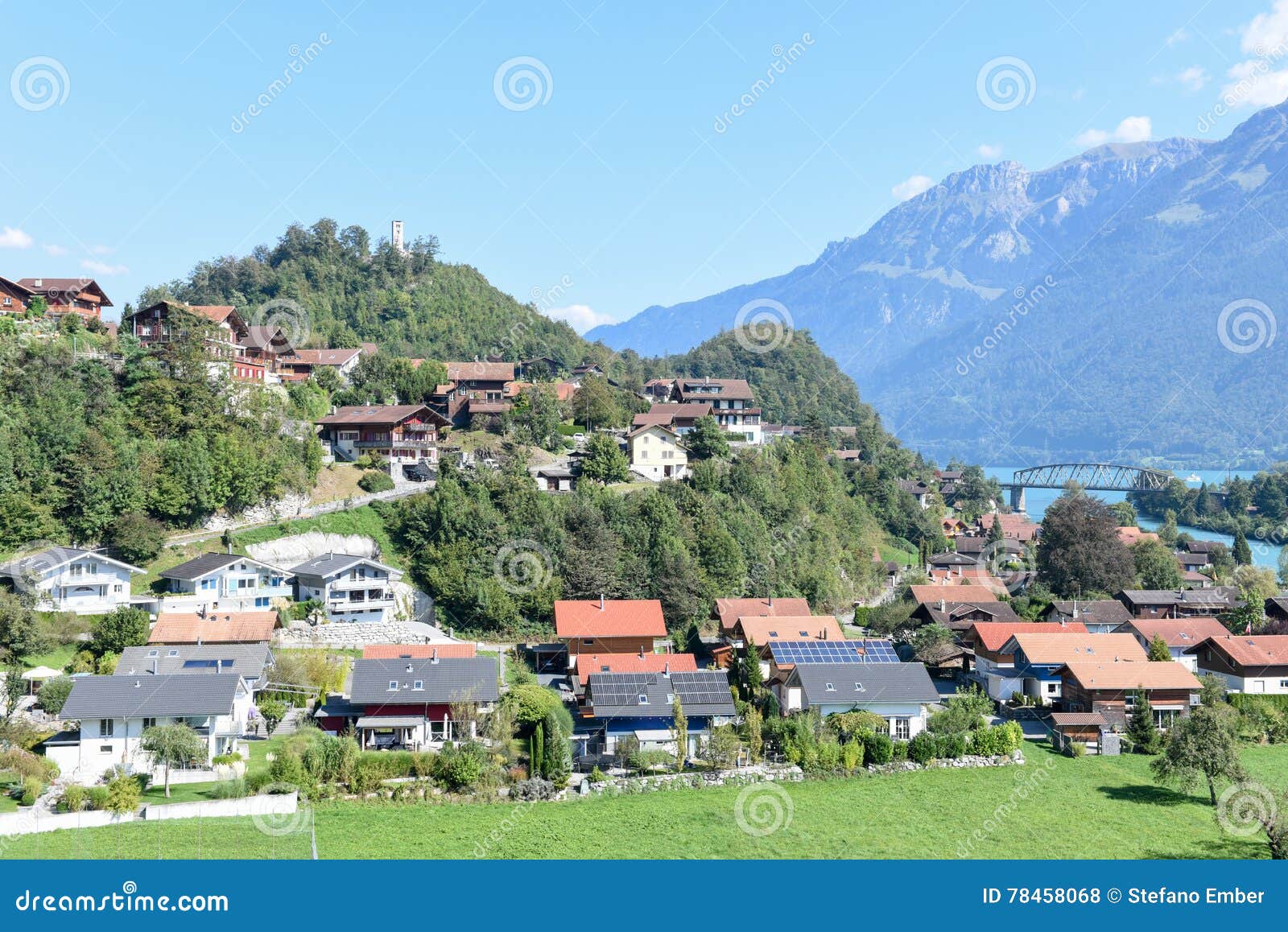 The town of Interlaken stock photo. Image of nature, switzerland - 78458068