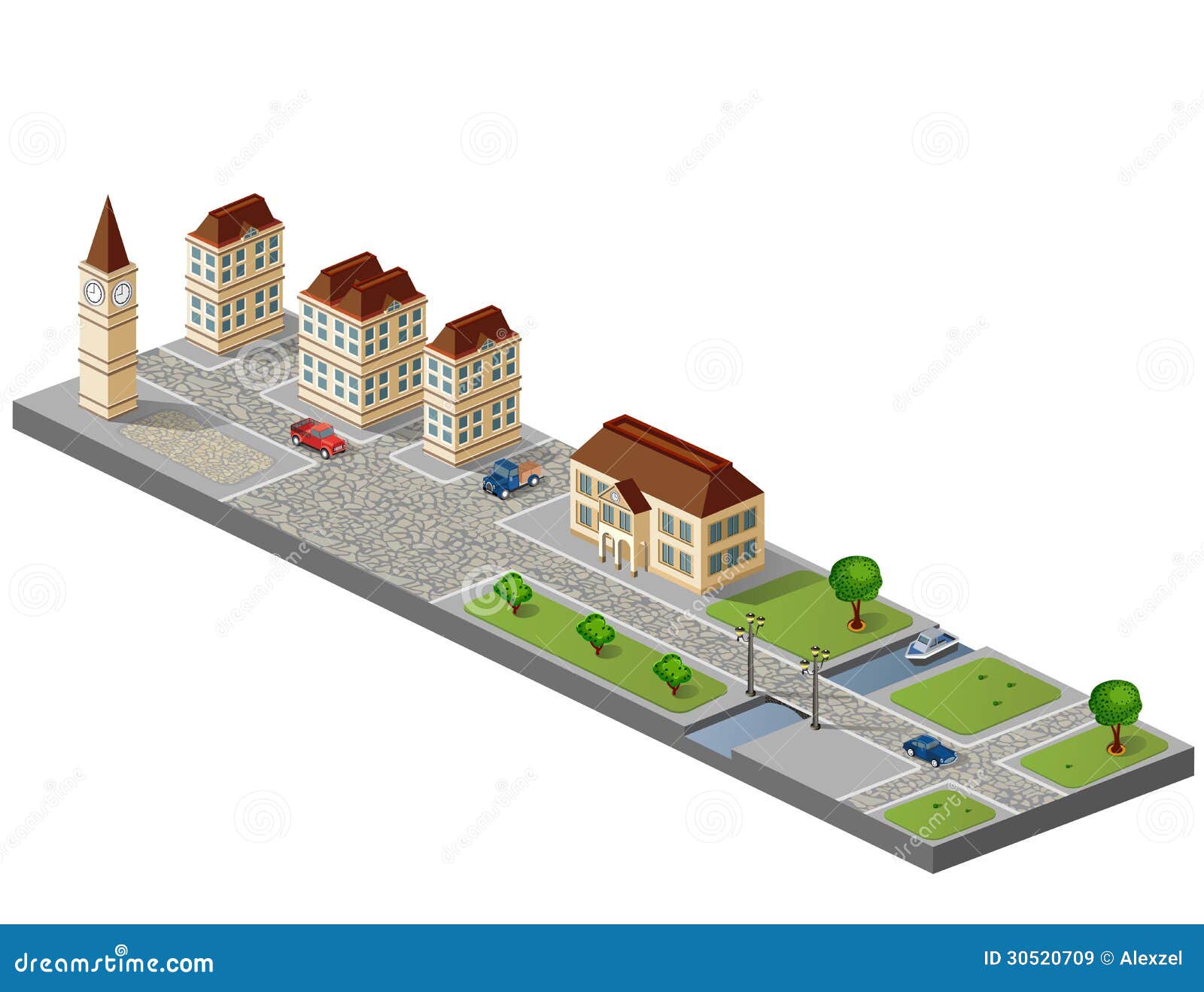 Town in isometric stock vector. Illustration of activity - 30520709