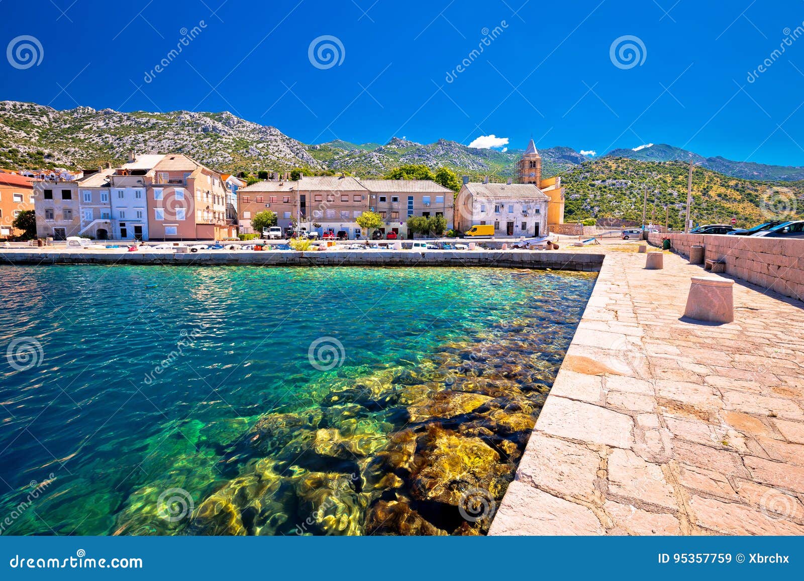 Town of Karlobag in Velebit Channel Waterfront View Stock Image - Image ...